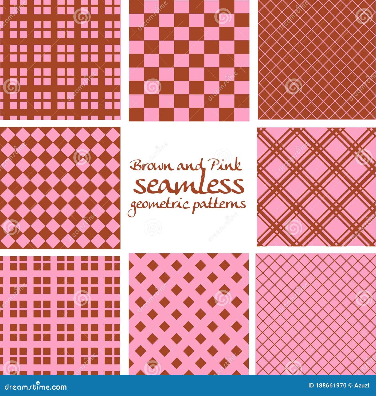 Brown and Pink Seamless Geometric Patterns in Square Stock Vector ...