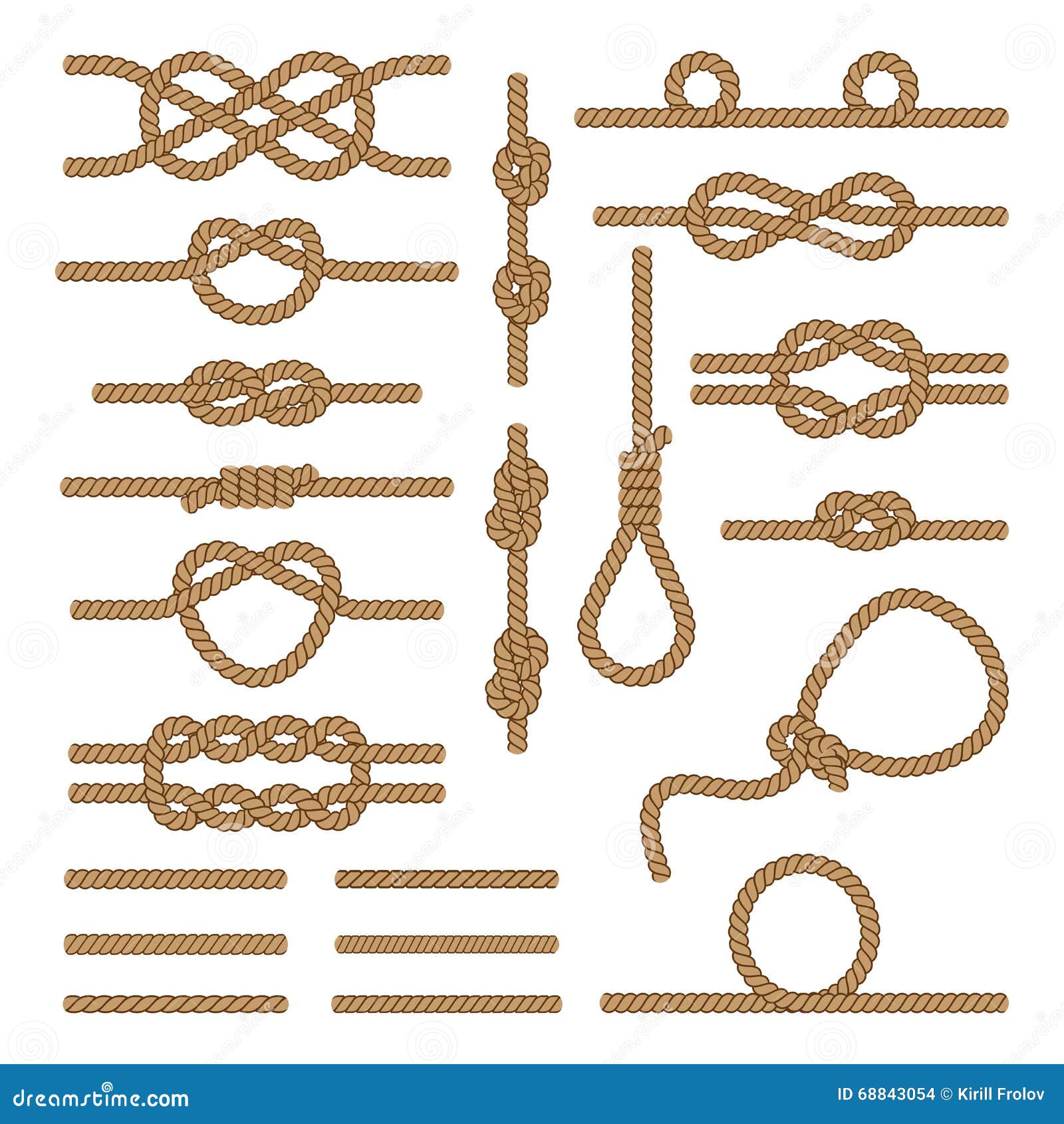 Set brown ropes. stock vector. Illustration of cordage - 68843054