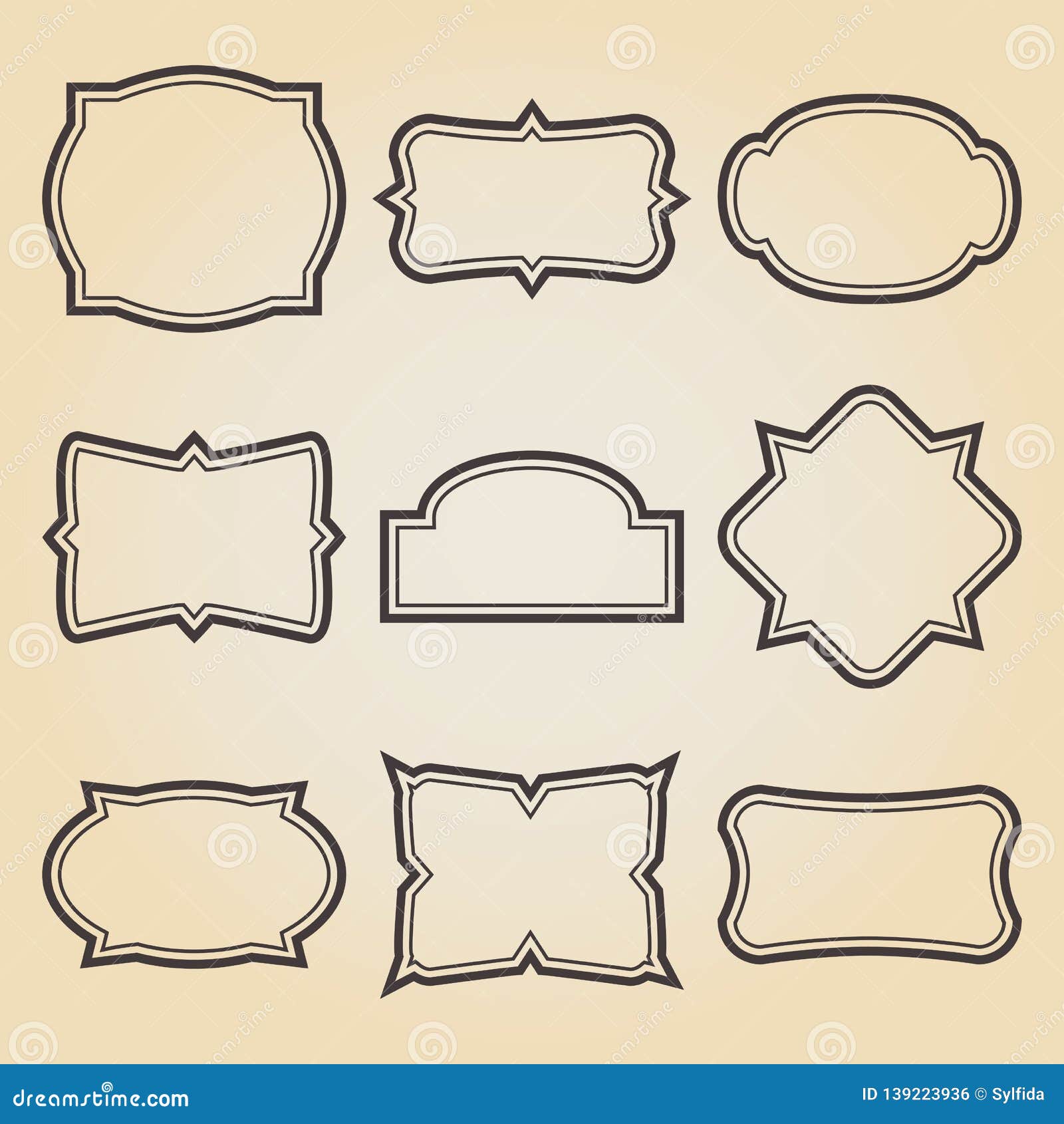 Set of Brown Vintage Frame. Vector Illustration Stock Illustration ...