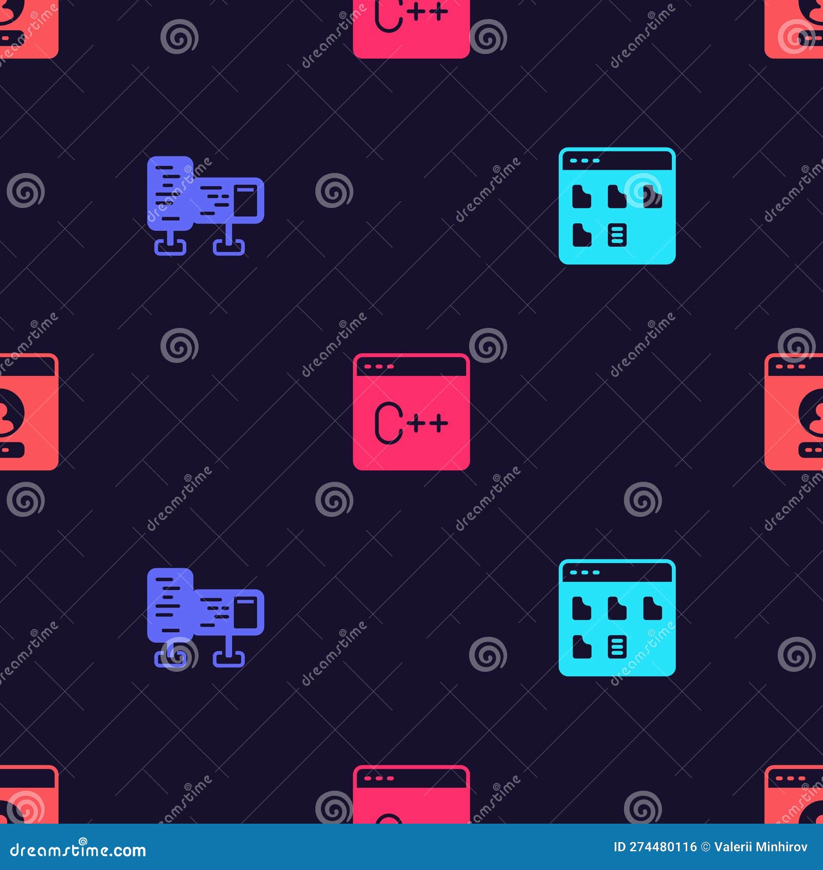 Set Browser Files Computer Monitor Screen Software And Create Account On Seamless Pattern