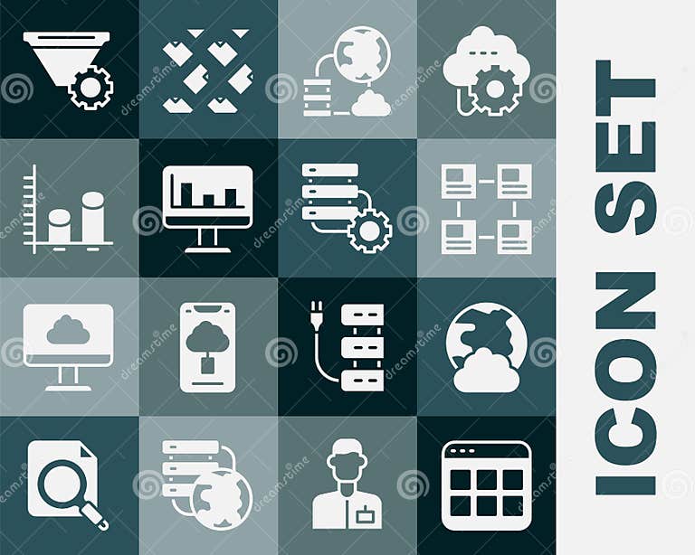 Set Browser Files, Social Network, Hierarchy Organogram Chart, Network Cloud Connection, Monitor ...