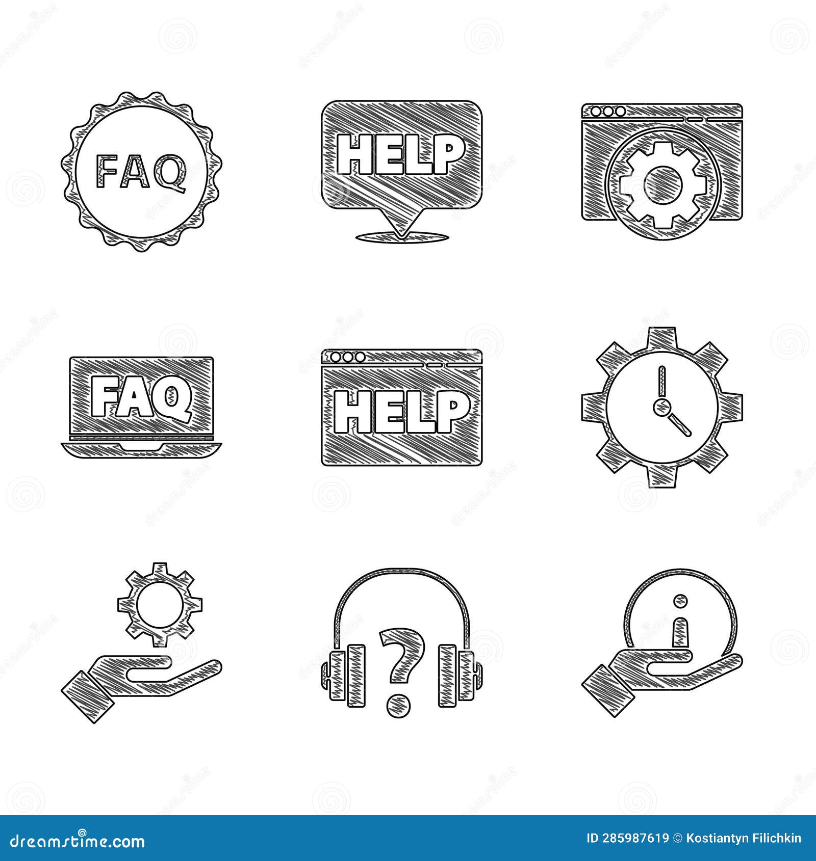 Set Browser Help, Headphones, Information, Time Management, Settings in ... Set Browser Help, Headphones, Information, Time Management, Settings in ...
