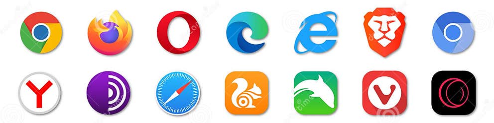 Set Browser Icons. Internet Browser with Realistick Shadow on Isolated ...