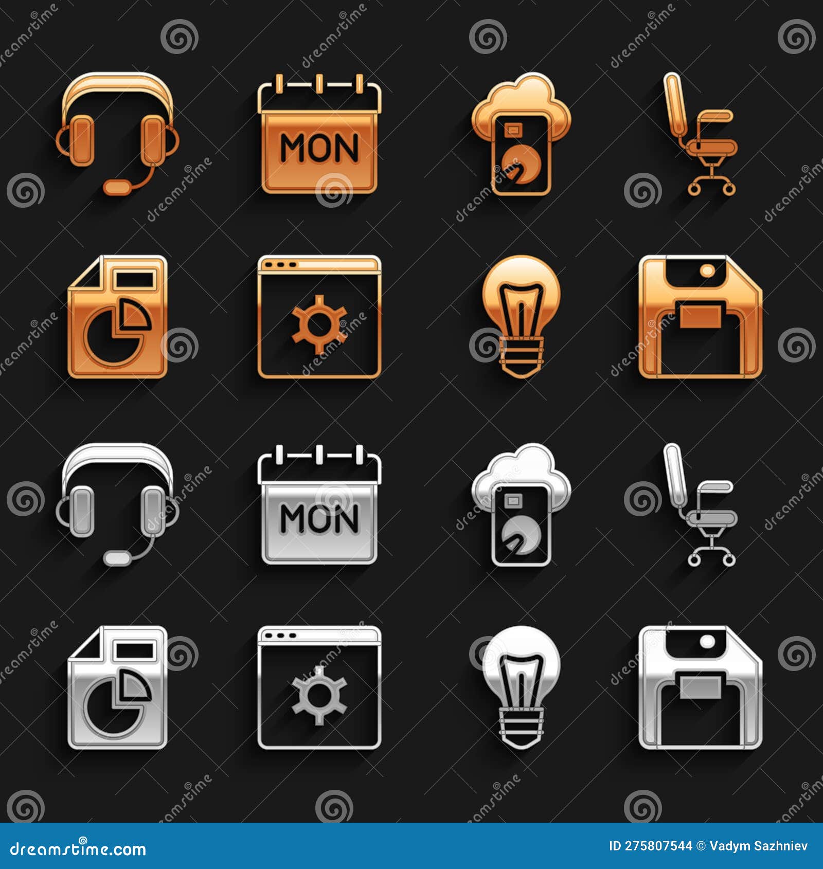 Set Browser Setting, Office Chair, Floppy Disk, Light Bulb, Document ... Set Browser Setting, Office Chair, Floppy Disk, Light Bulb, Document ...