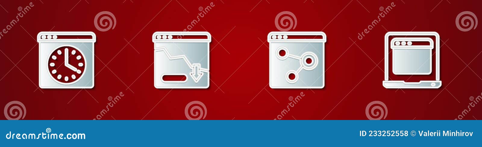 Set Browser Window, Financial Growth Decrease, and Laptop with Browser Icon. Vector Stock Vector ...