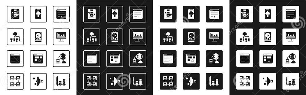Set Browser Window Hard Disk Drive Hdd Computer Network Server Data