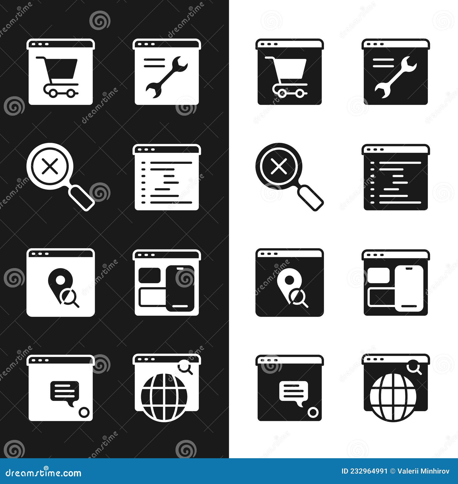 Set Browser Window, Online Shopping on Screen, Setting, Infographic of City Map, Web Developer ...