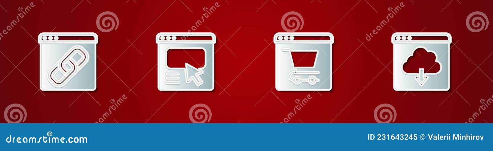 Set Browser Window, UI or UX Design, Online Shopping on Screen and ...