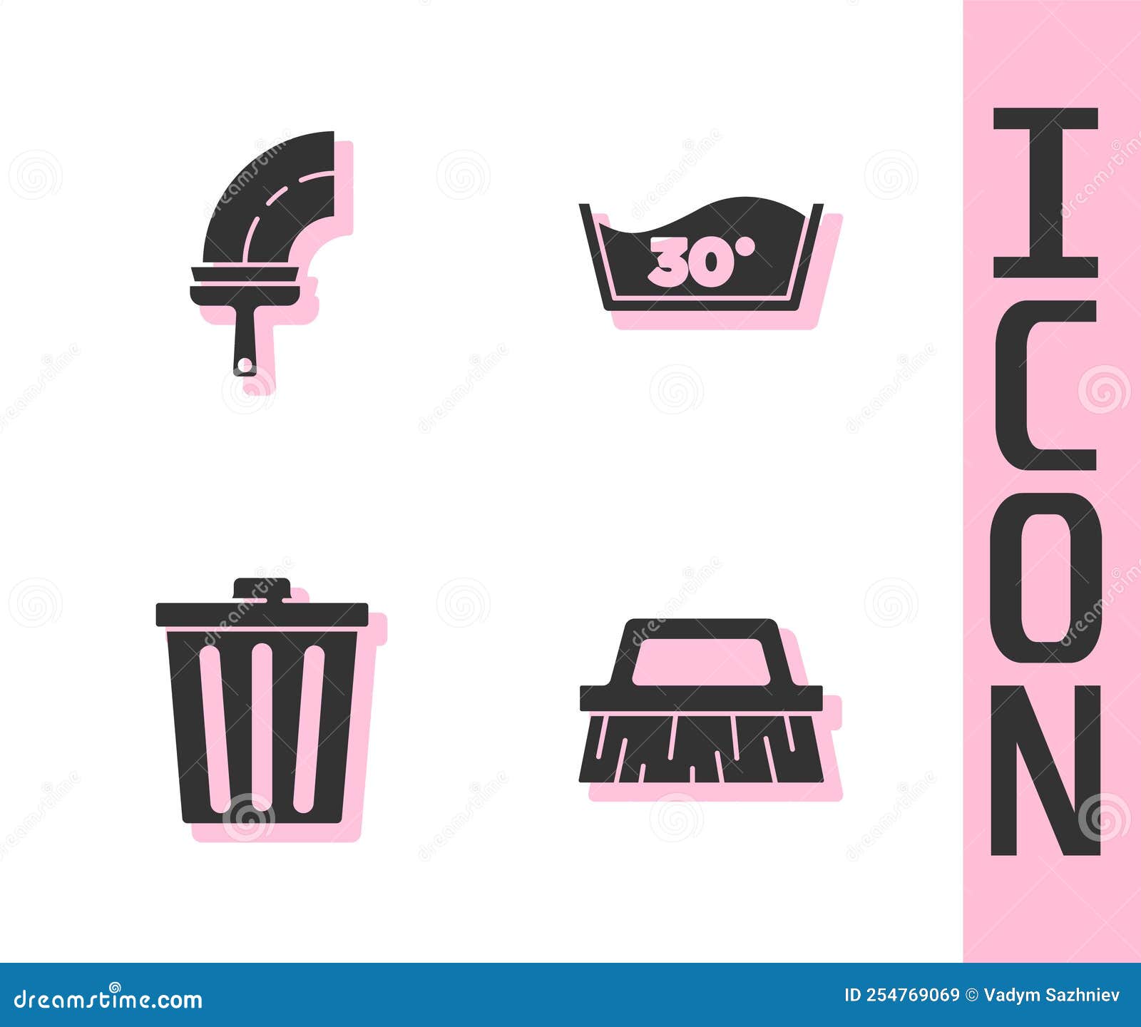 Set Brush for Cleaning, Rubber Cleaner Windows, Trash Can and ...