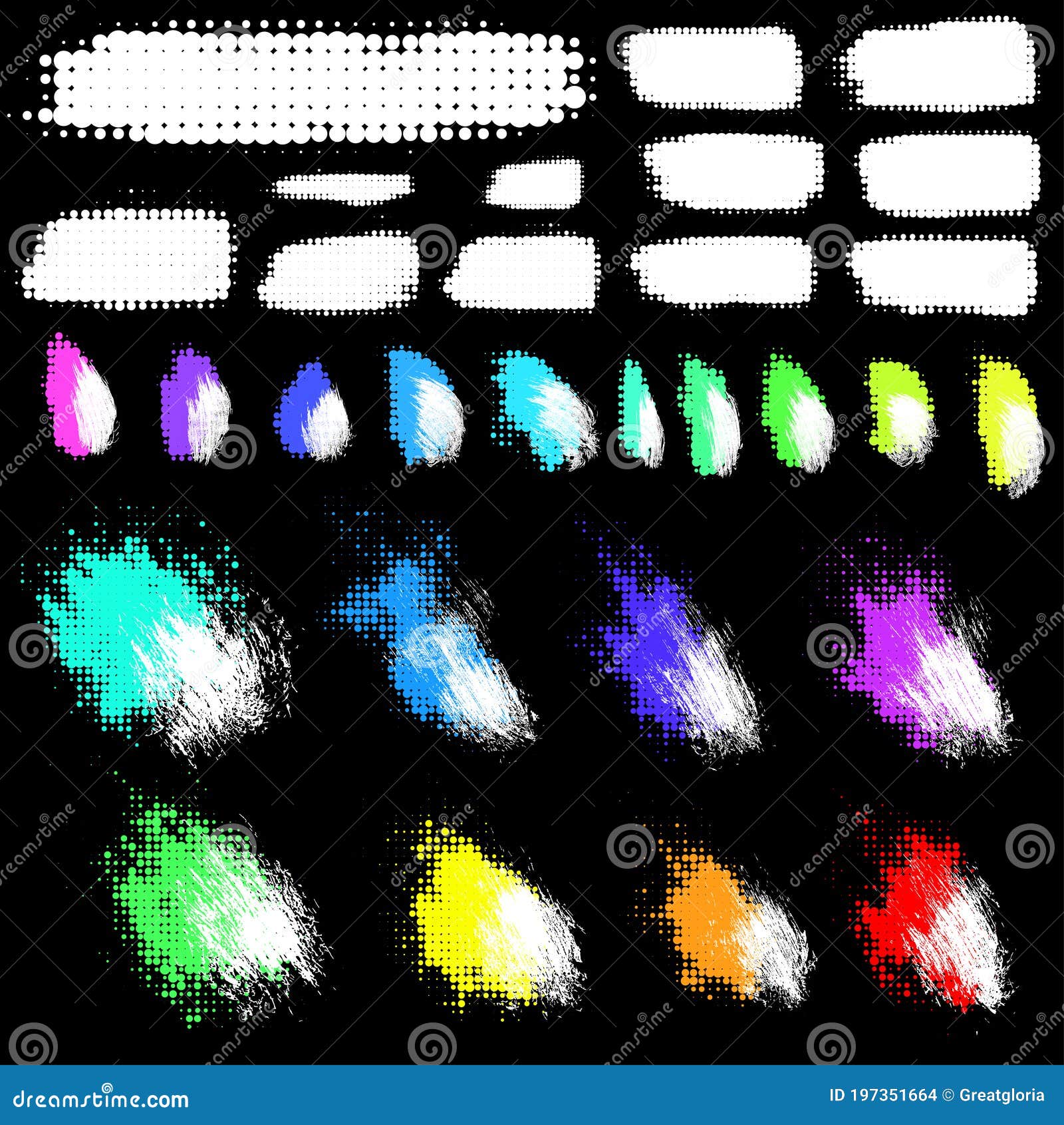 Vector Ink Halftone Dotted Brushes Set Stock Vector - Illustration of ...