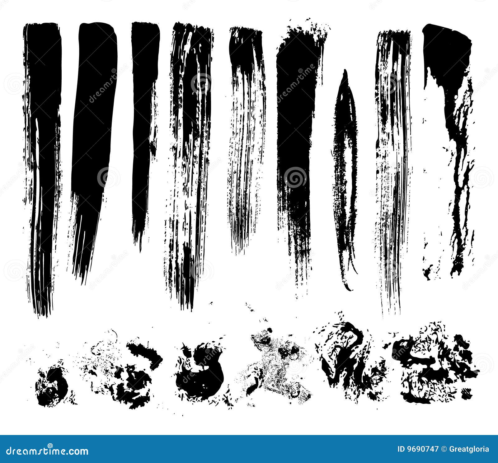 Set of Brush Strokes, Stains, Vector Stock Vector - Illustration of ...