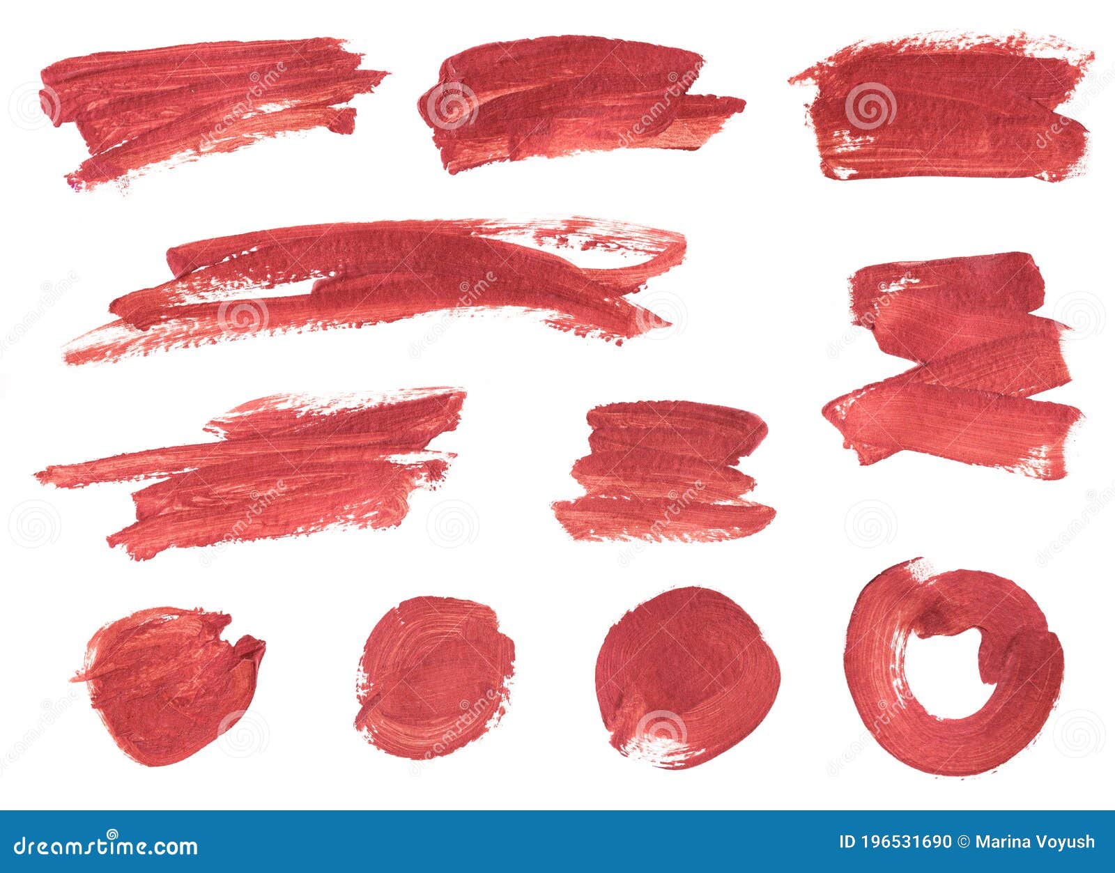 Set of Brush Trace from Bronze Paint or Lipstick Circles Stock ...