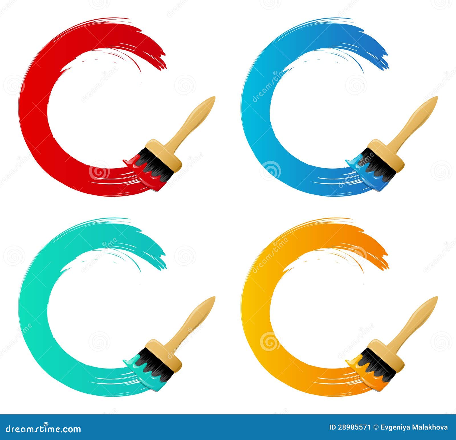 Set of brushes stock vector. Illustration of circle, color - 28985571