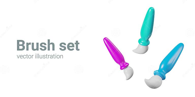Set of Brushes of Different Colors. Isolated Tools for Creativity Stock ...