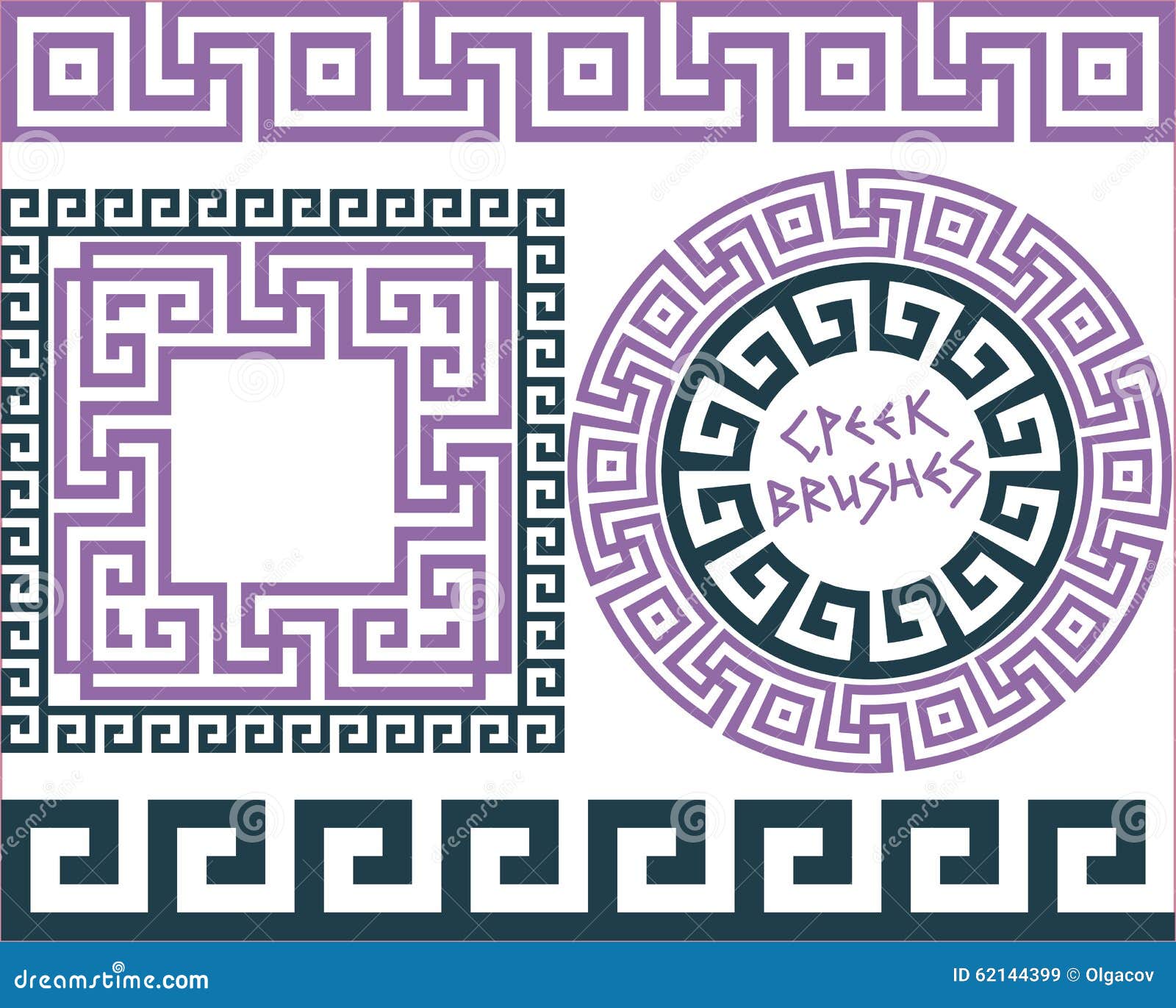Set 5 Brushes Greek Meander Patterns Stock Vector - Illustration of ...