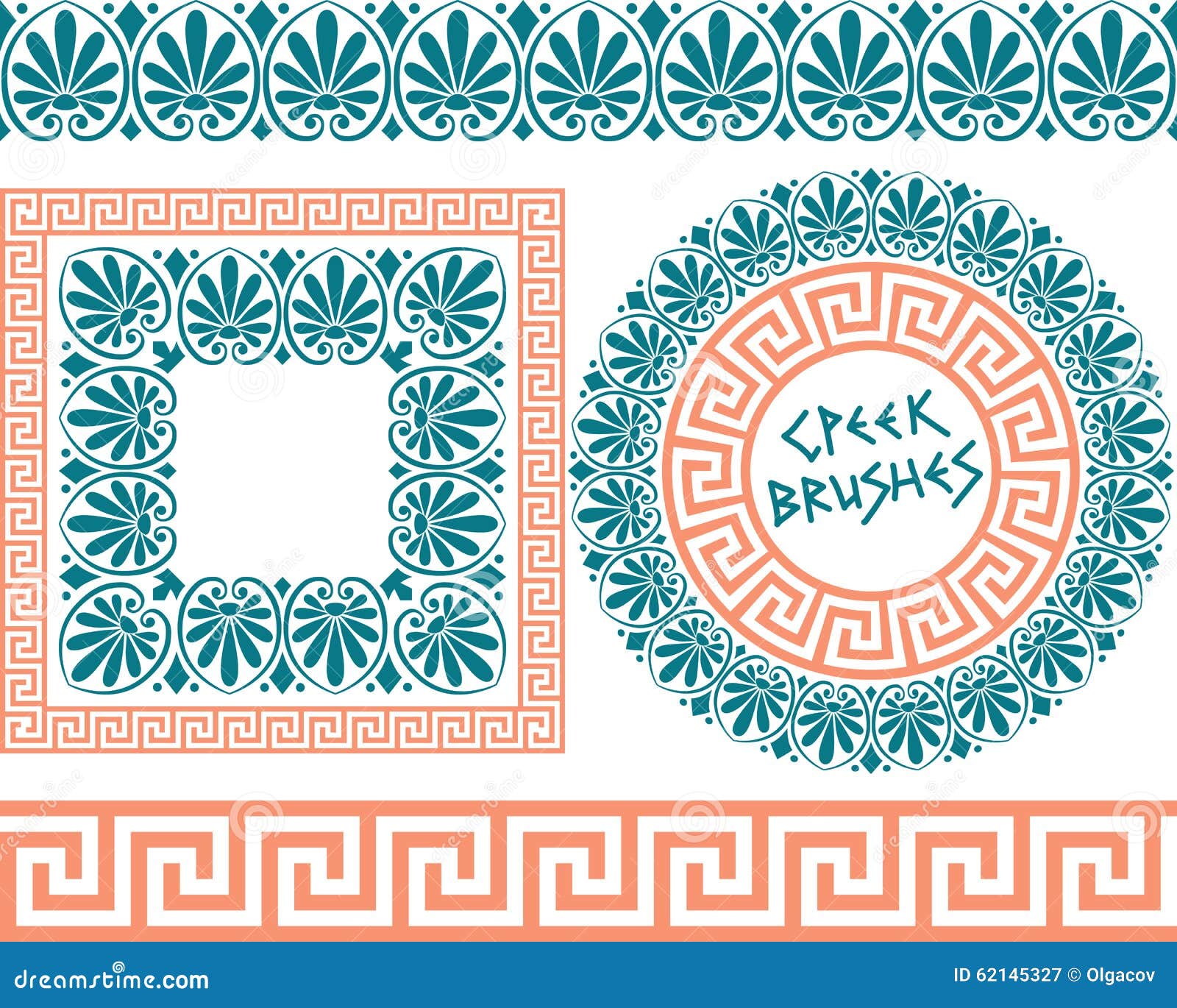 Set 1 Brushes Greek Meander Patterns Stock Vector - Illustration of ...