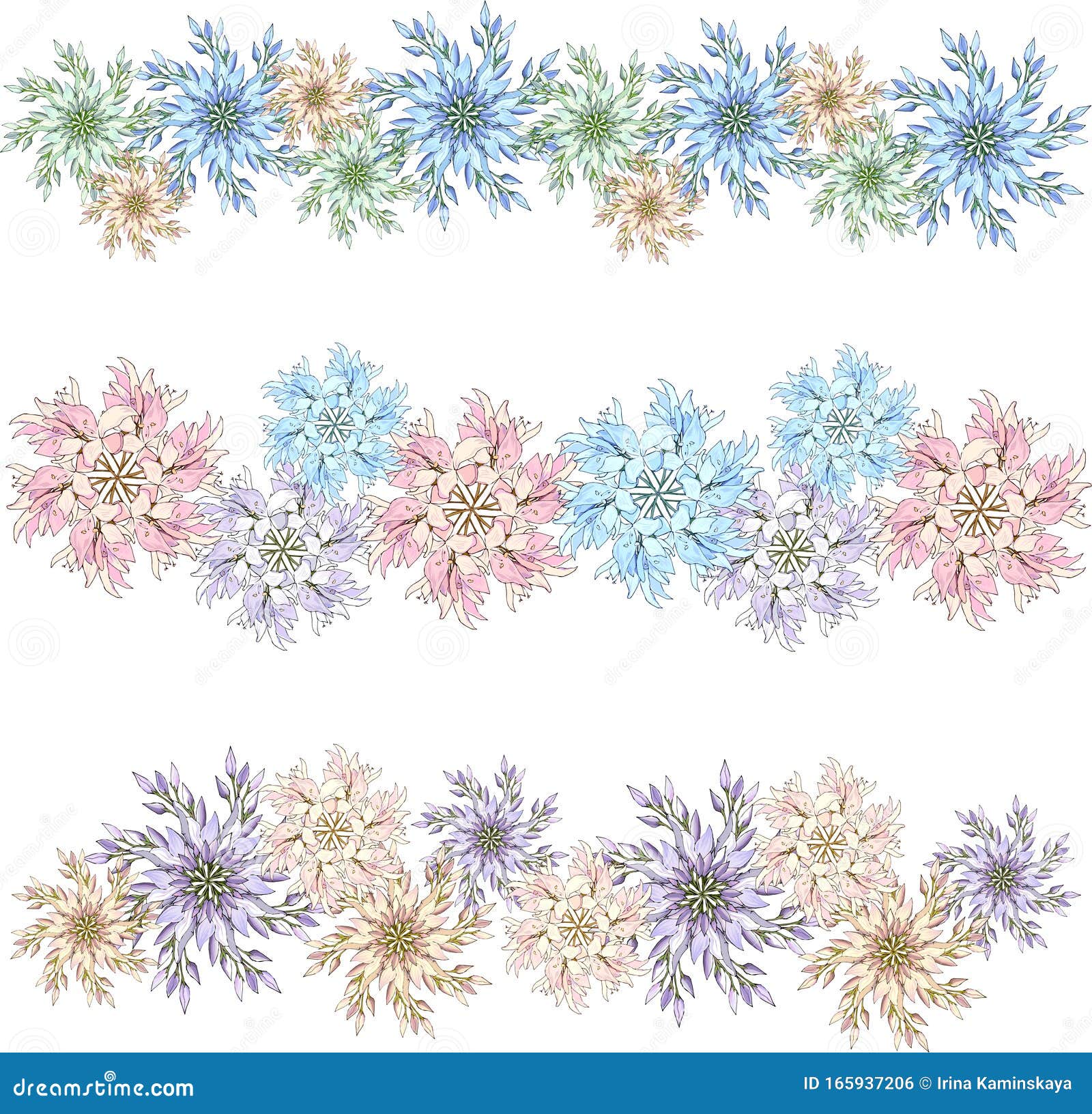 Set of Brushes for Illustrator of Floral Patterns on a White Background ...