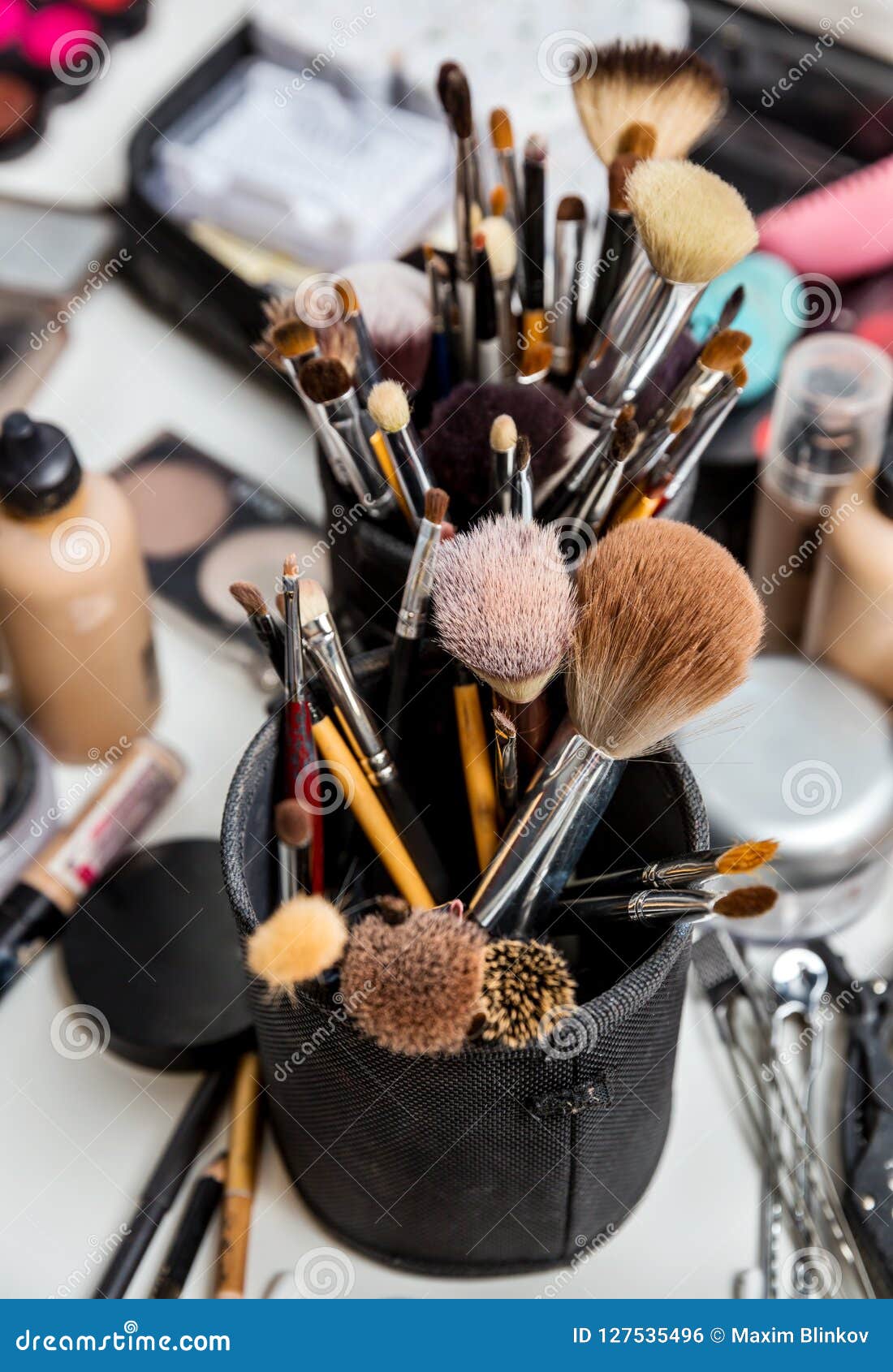 Set of Brushes for Makeup Artist Stock Photo - Image of makeup, glamour ...