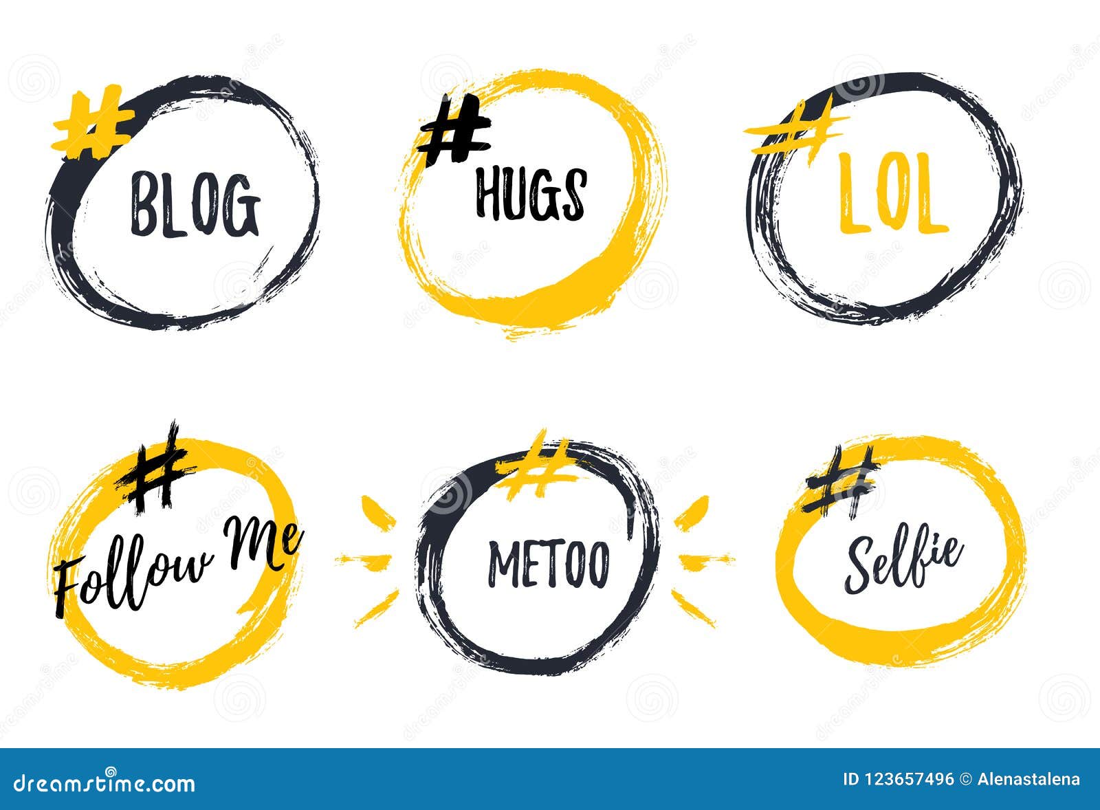 Set of Bubble Banners with Hashtags. Trendy Design for Young Slang ...