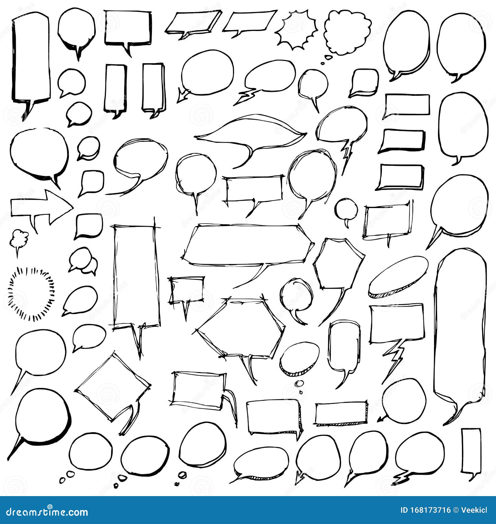 Set of Bubble Drawing Illustration Hand Drawn Doodle Sketch Line Eps10 ...