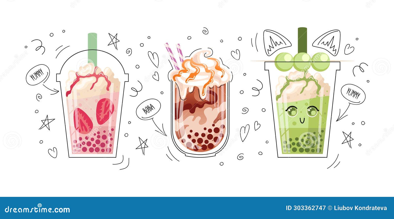 Set Bubble Tea Pearl Milk Tea Boba Taiwans Drink Matcha Dango Balls