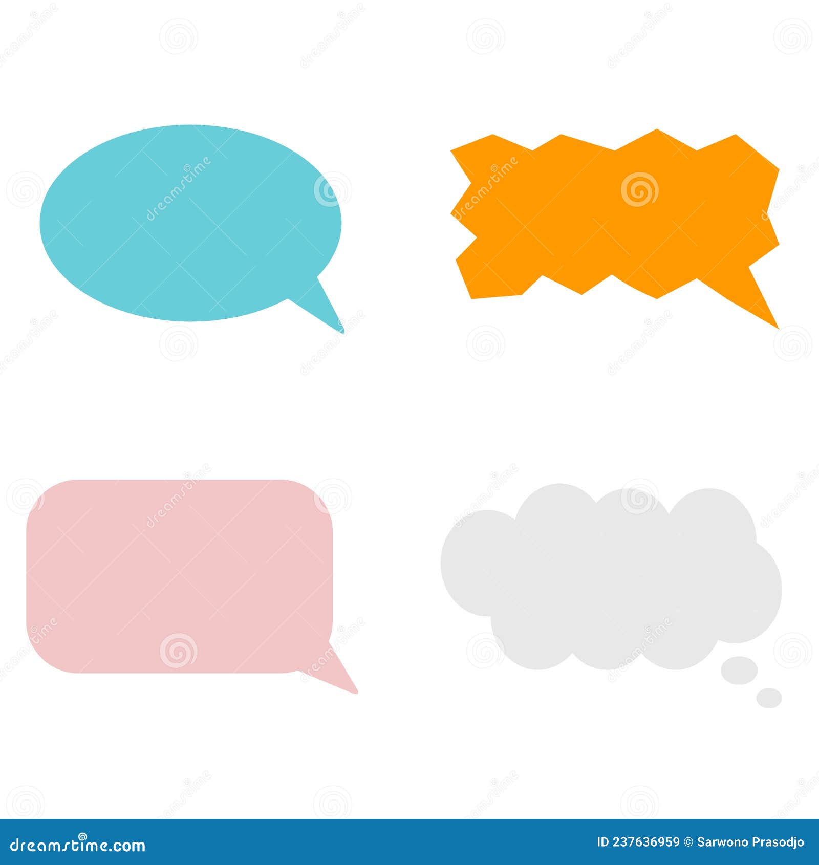 Set of Bubble Text Cloud Shout Chat Stock Vector - Illustration of ...