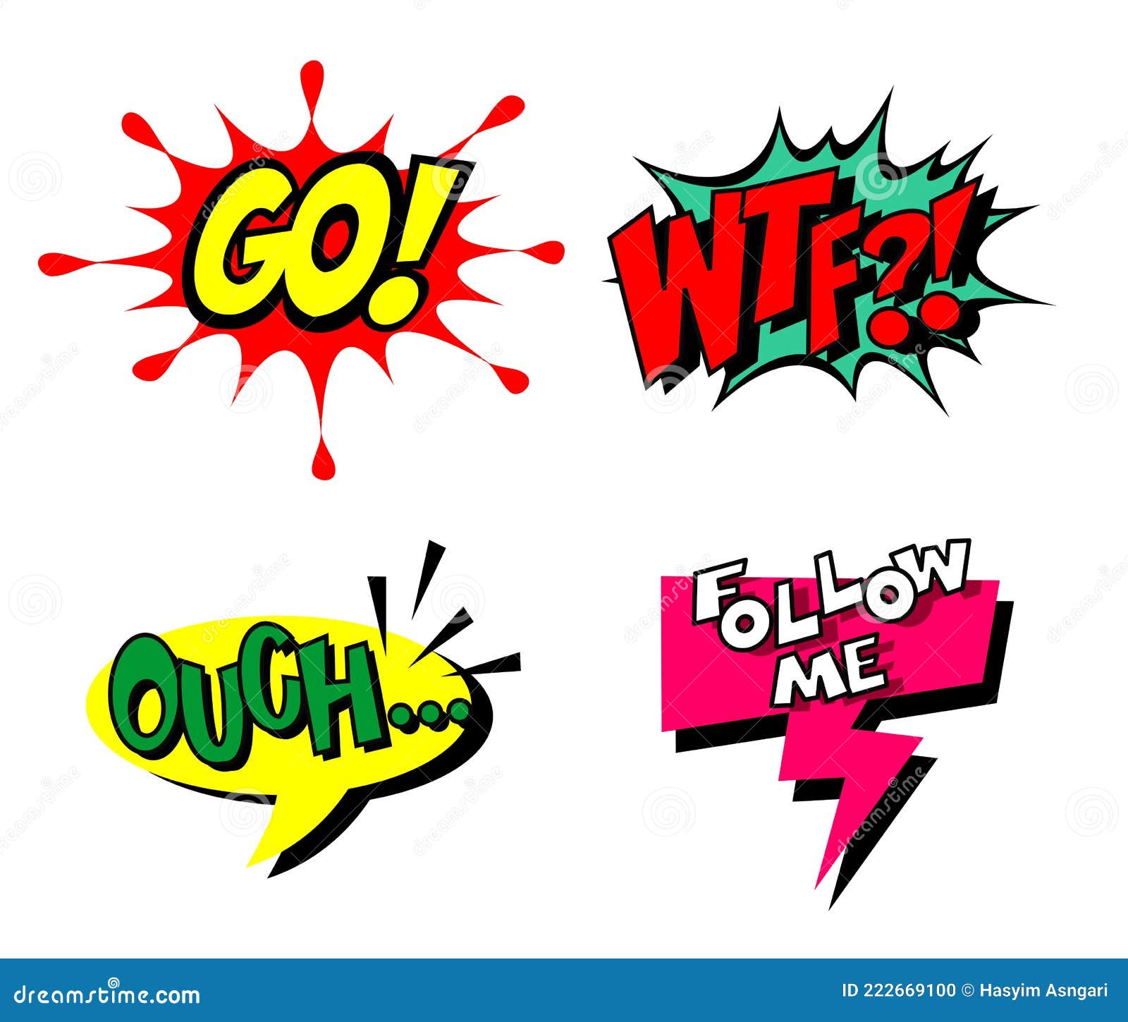 Set of Bubble Text Comic Words Stock Vector - Illustration of ...