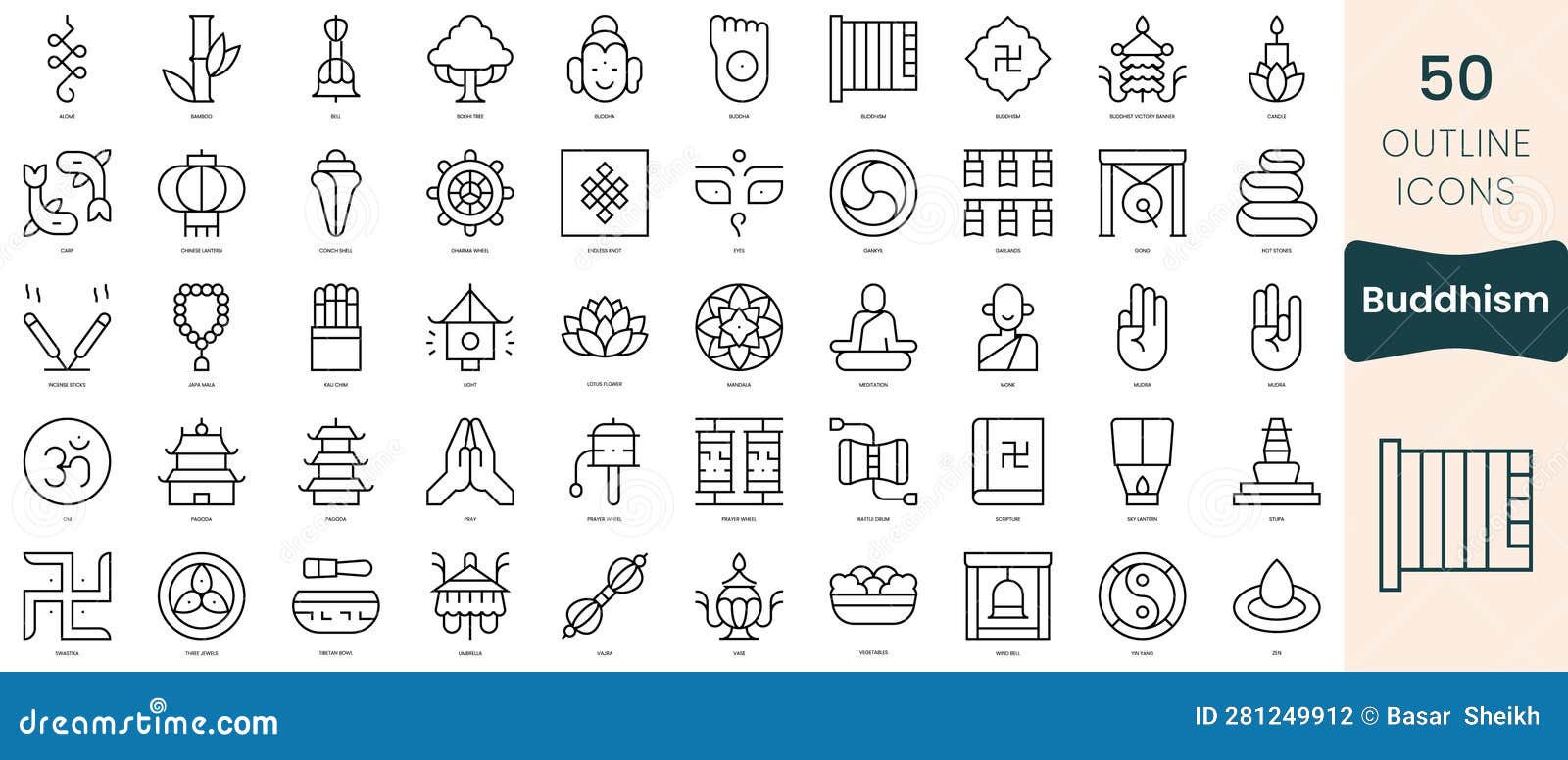 Buddhism Icons Set. Vector Illustration. Royalty-Free Stock Photography ...