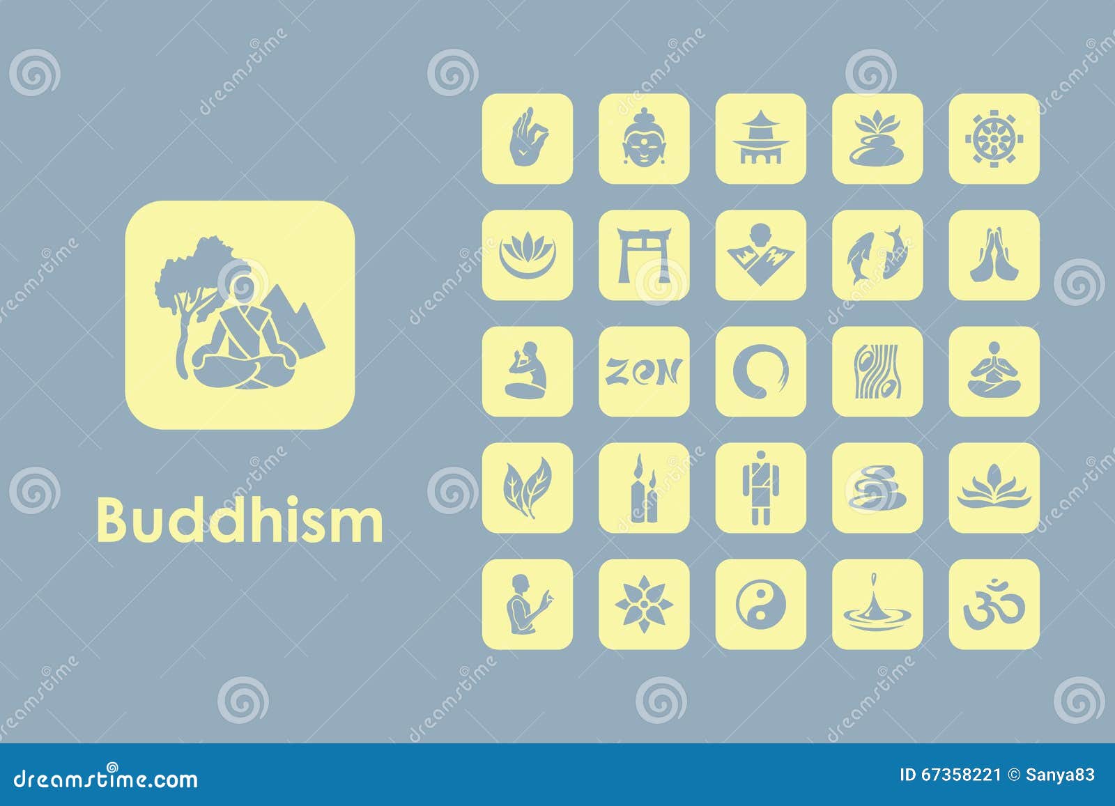 Set of Buddhism Simple Icons Stock Vector - Illustration of creative ...
