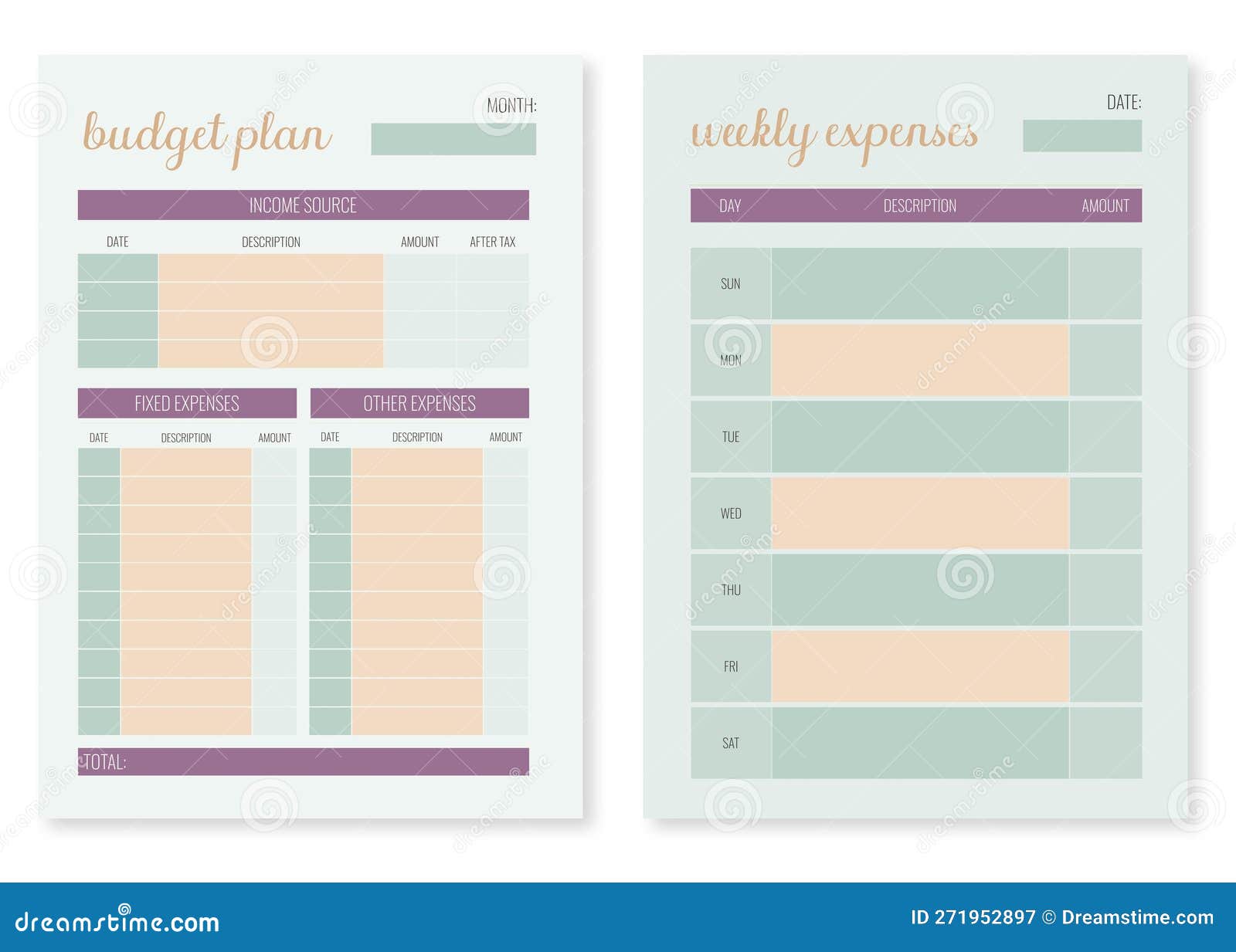 Set of Budget Planner. Vector Illustration Stock Vector - Illustration ...