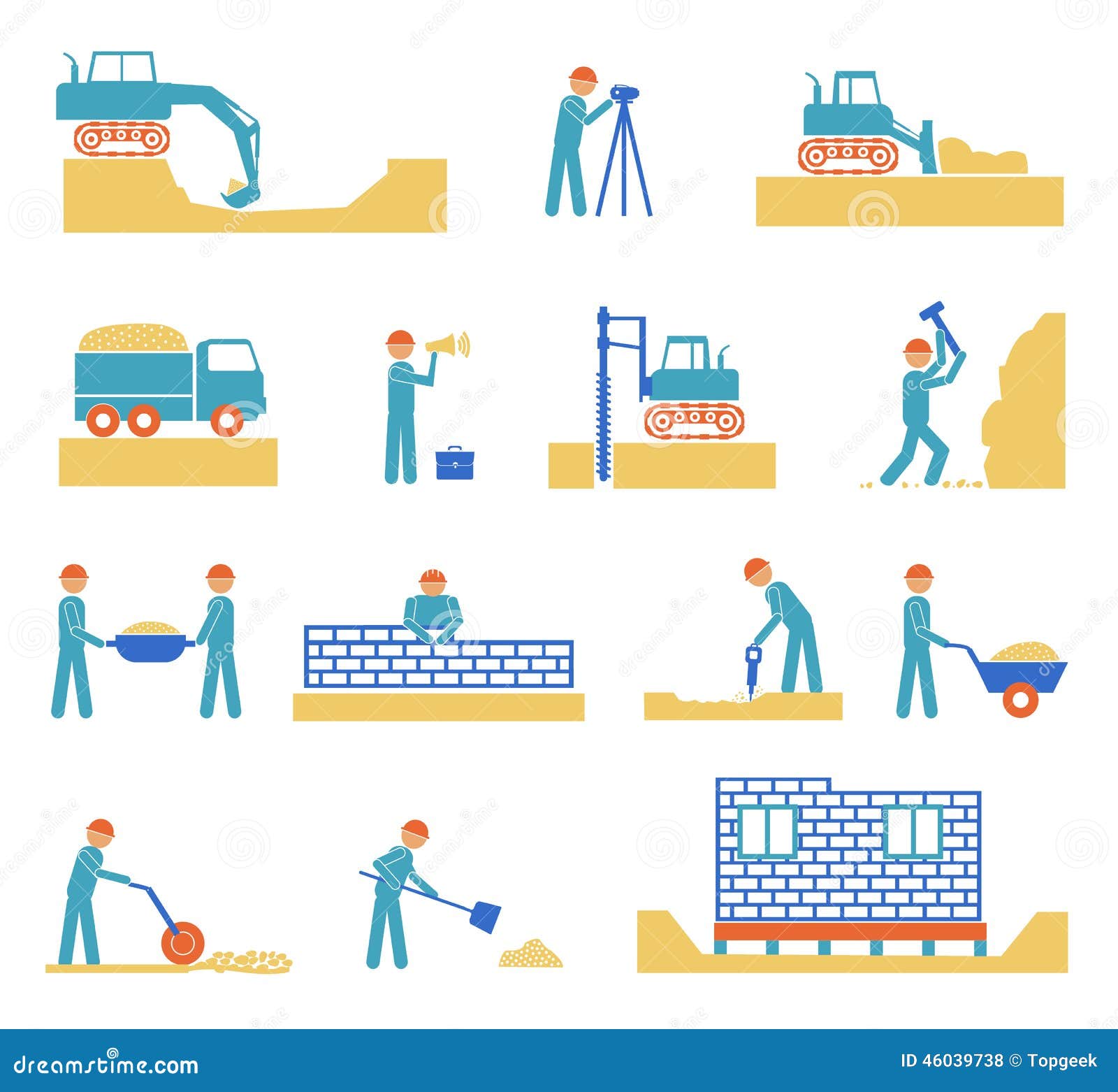 Set of Builder Construction Industry Icons Stock Vector - Illustration ...