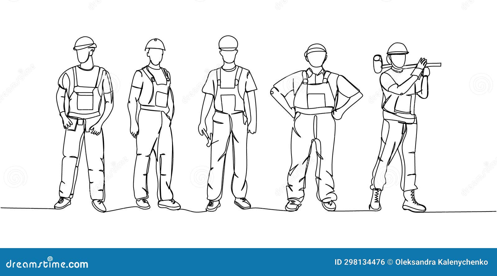 Set of Builder in Working Uniform, Protective Overalls, Hard Hat ...