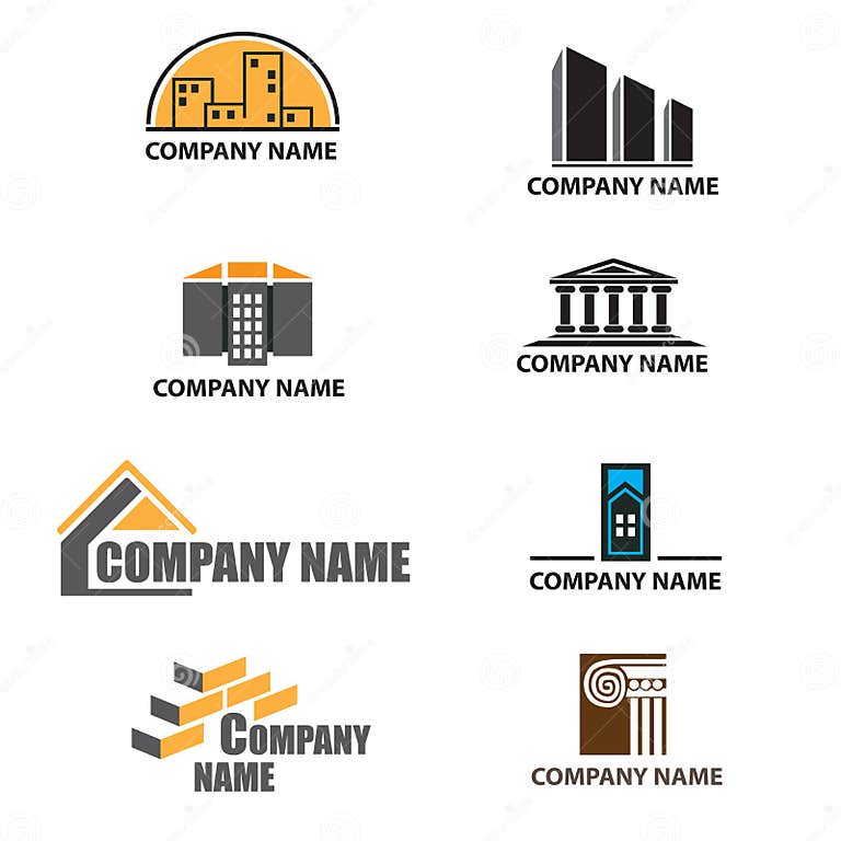 Set of Building Company Logos Stock Vector - Illustration of icon ...