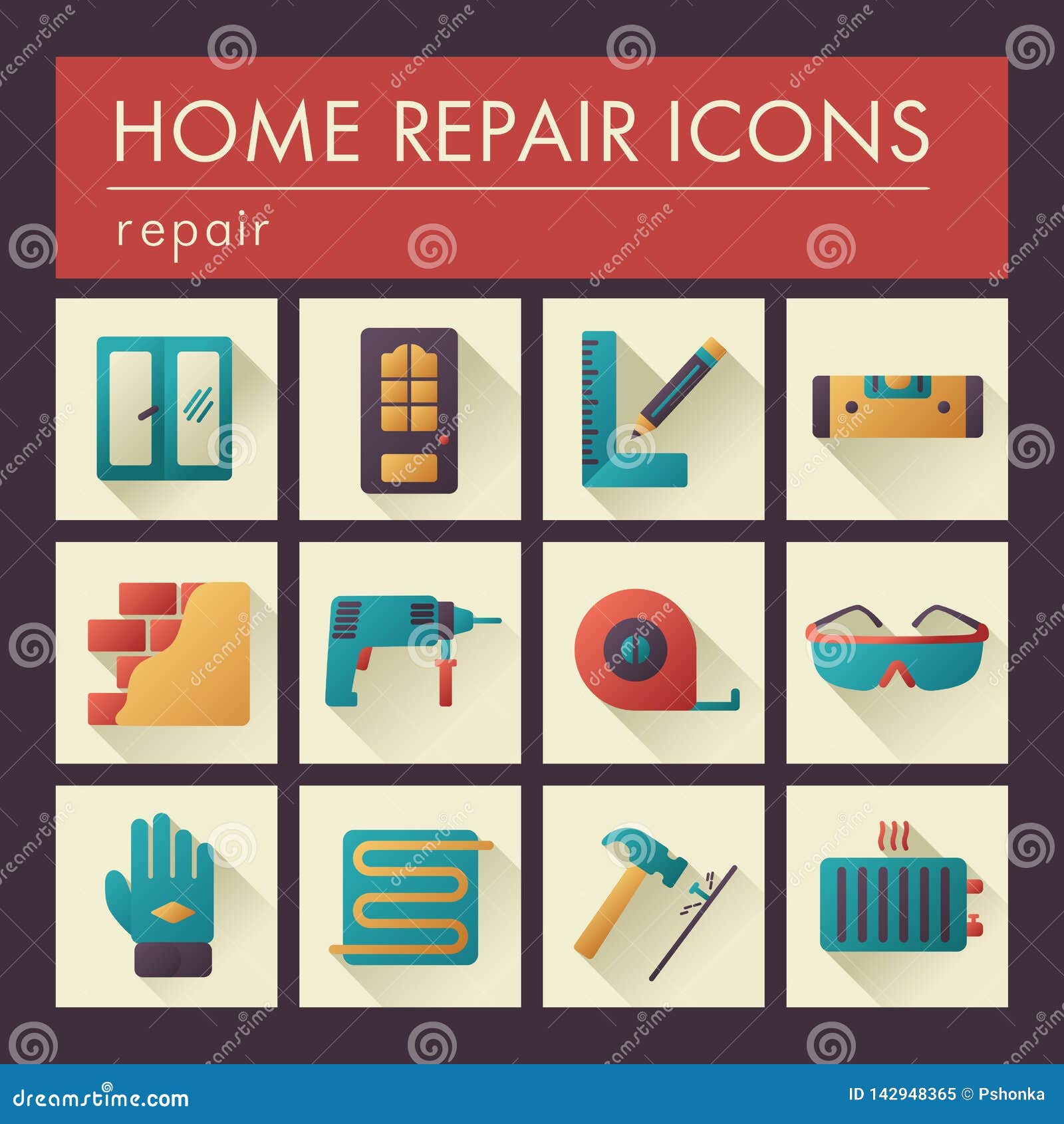 Set of Building Construction and Home Repair Icons Stock Vector ...