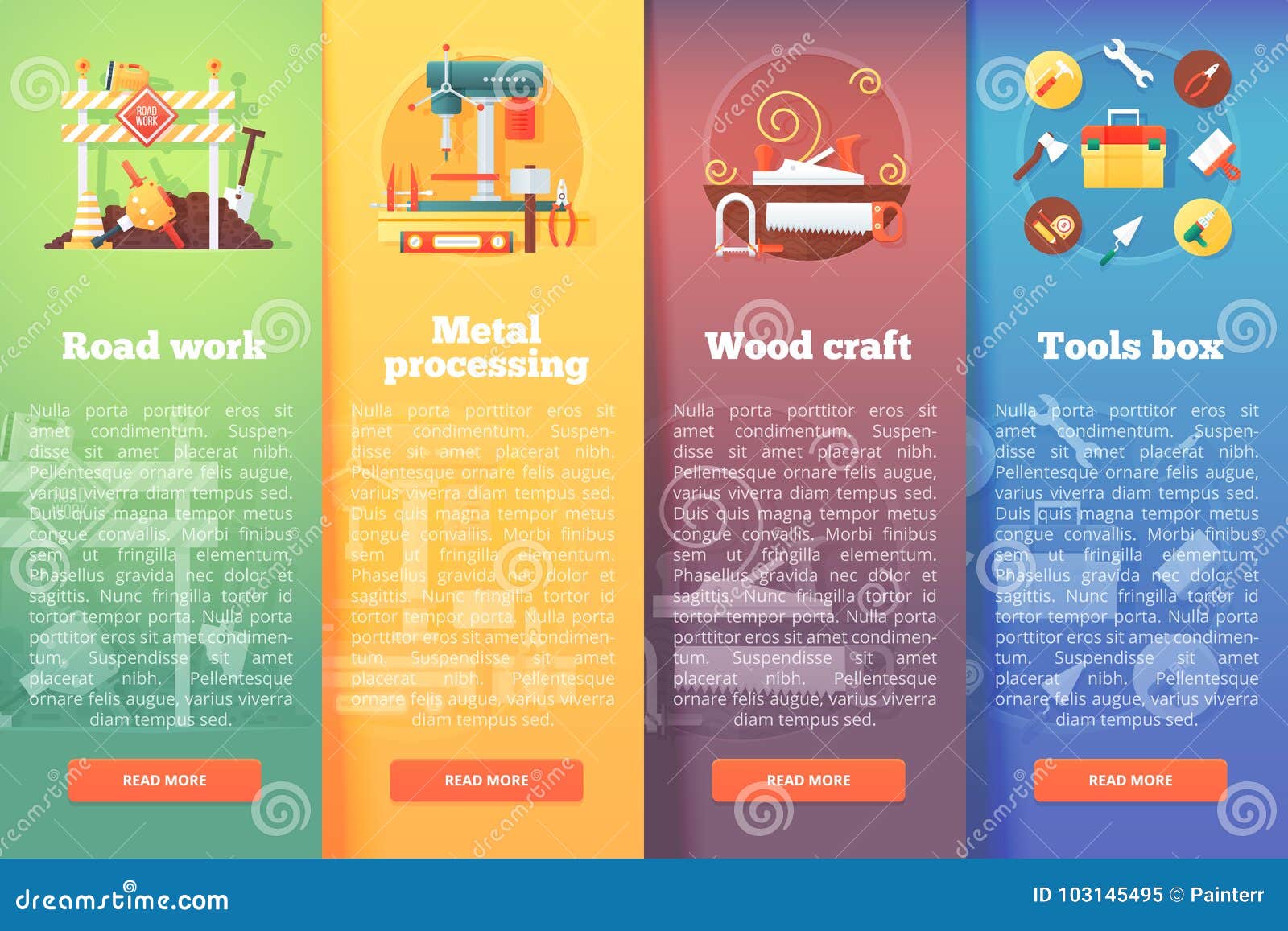 Set of Building and Construction Vector Flat Banners. Stock Vector ...