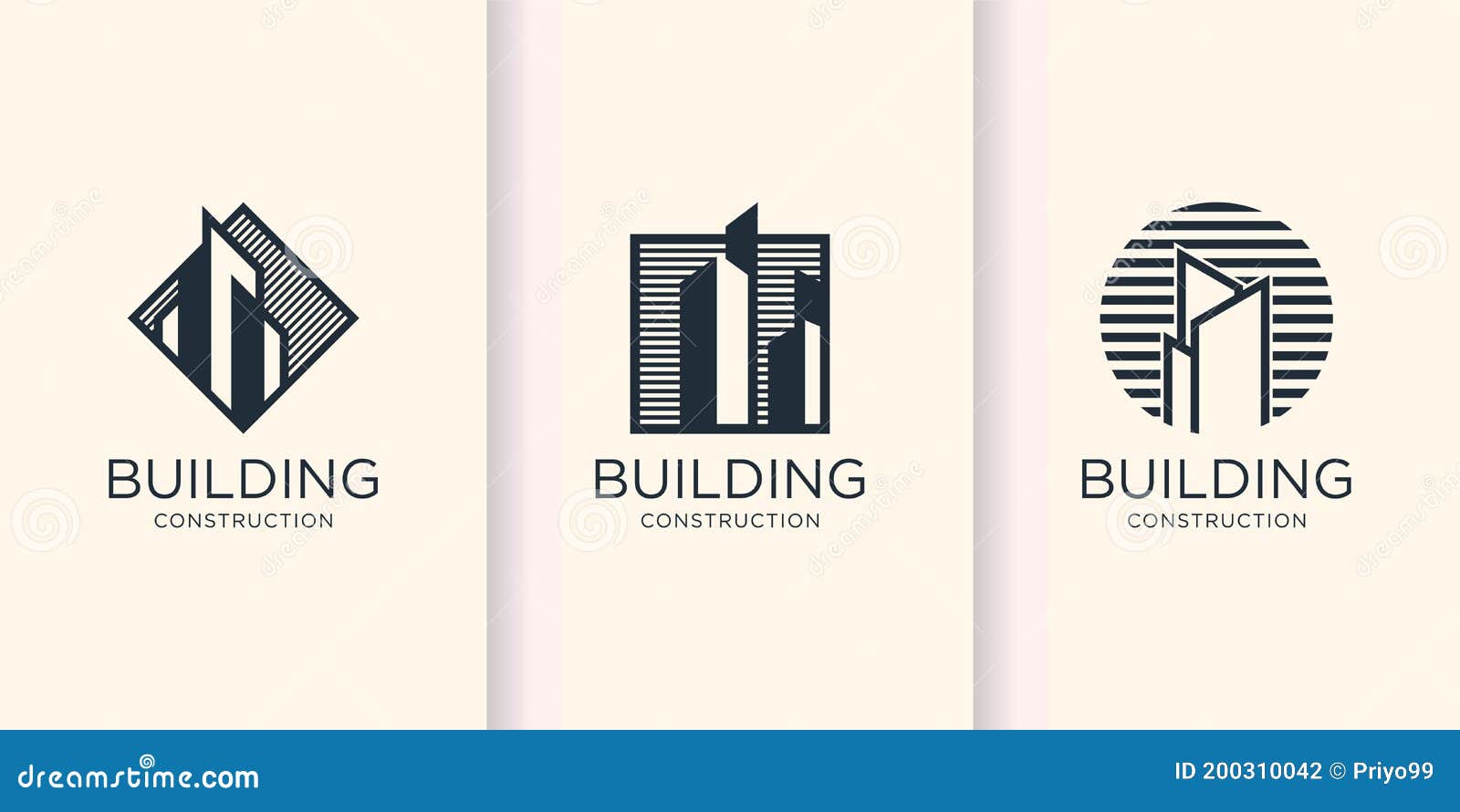 Set of Building Logo Collection with Unique Outline Style, Construction ...