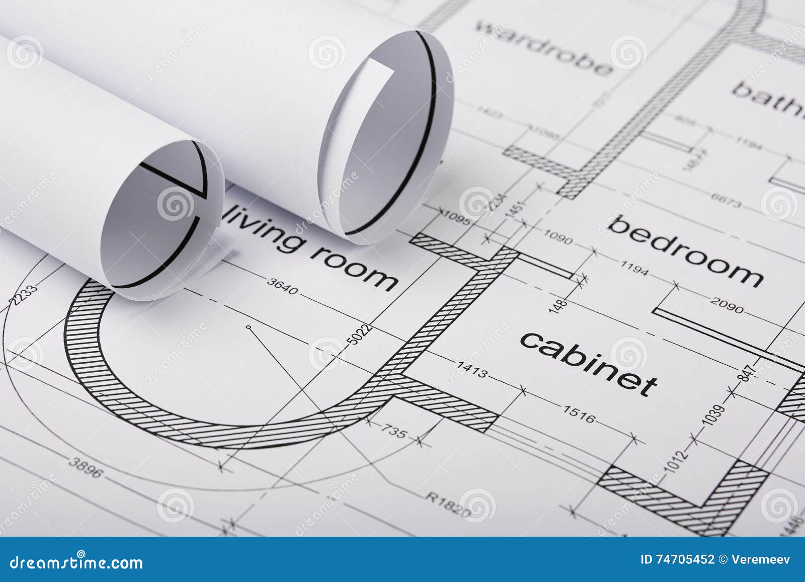 Set of building plans stock photo. Image of roll, paper - 74705452