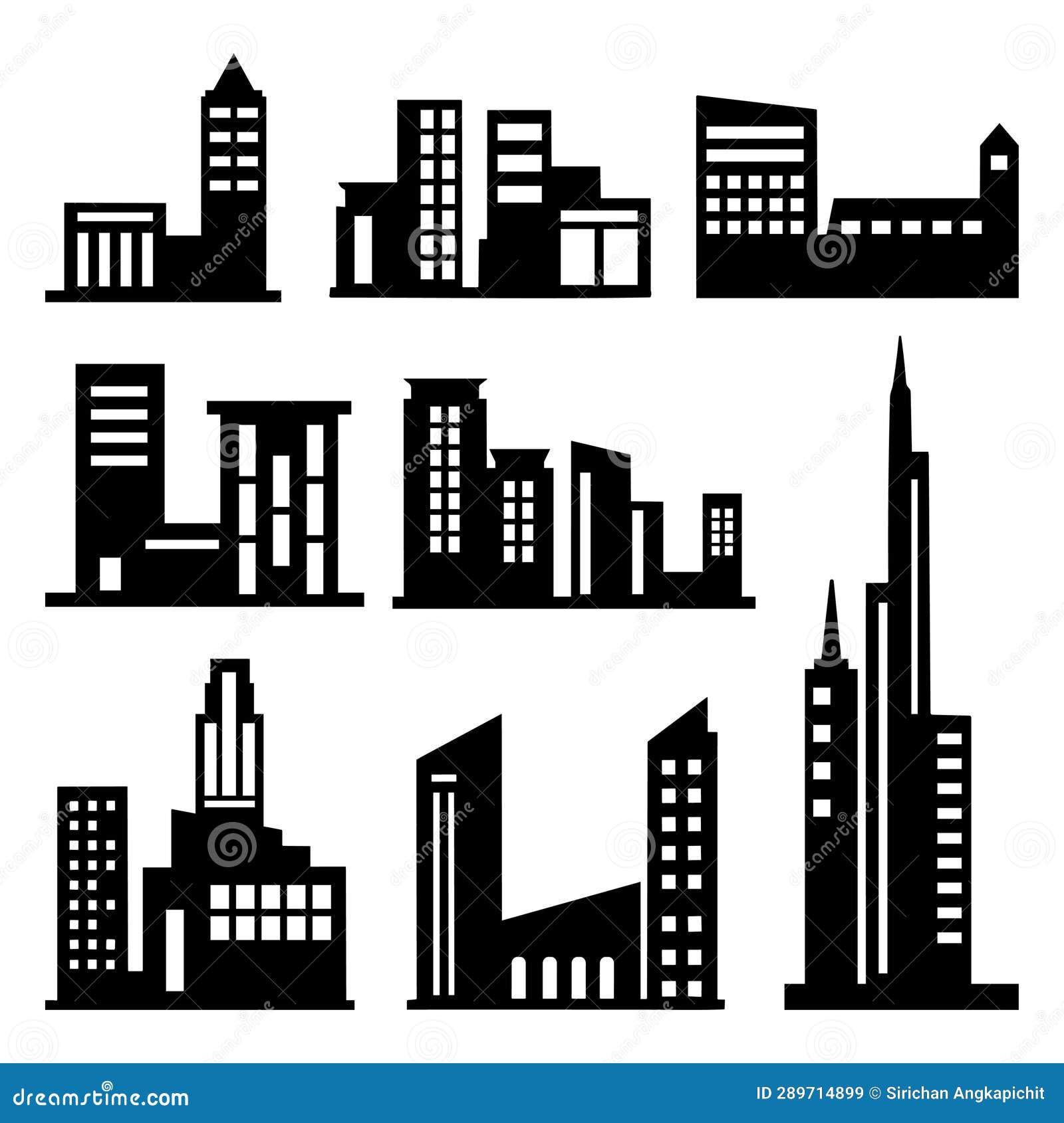 Set of building silhouette stock illustration. Illustration of internet ...