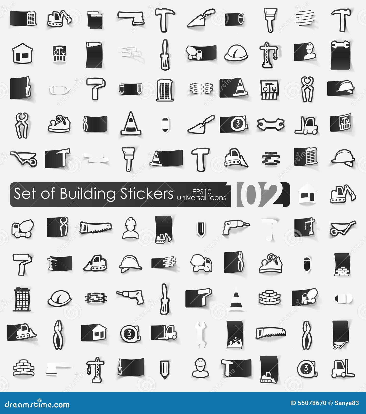 Set of building stickers stock vector. Illustration of collection ...
