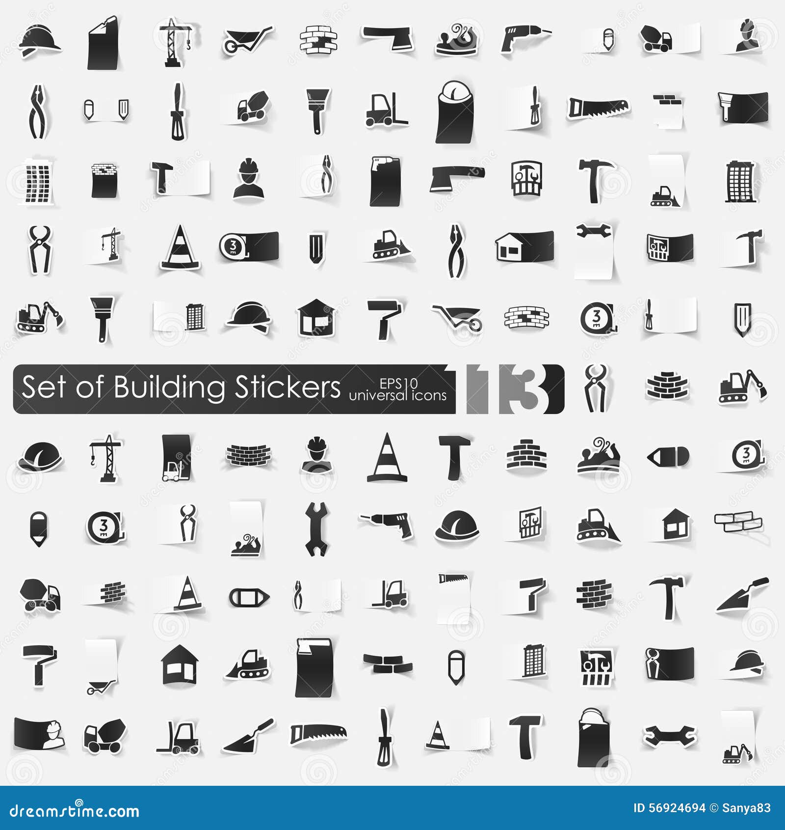 Set of building stickers stock vector. Illustration of graphic - 56924694