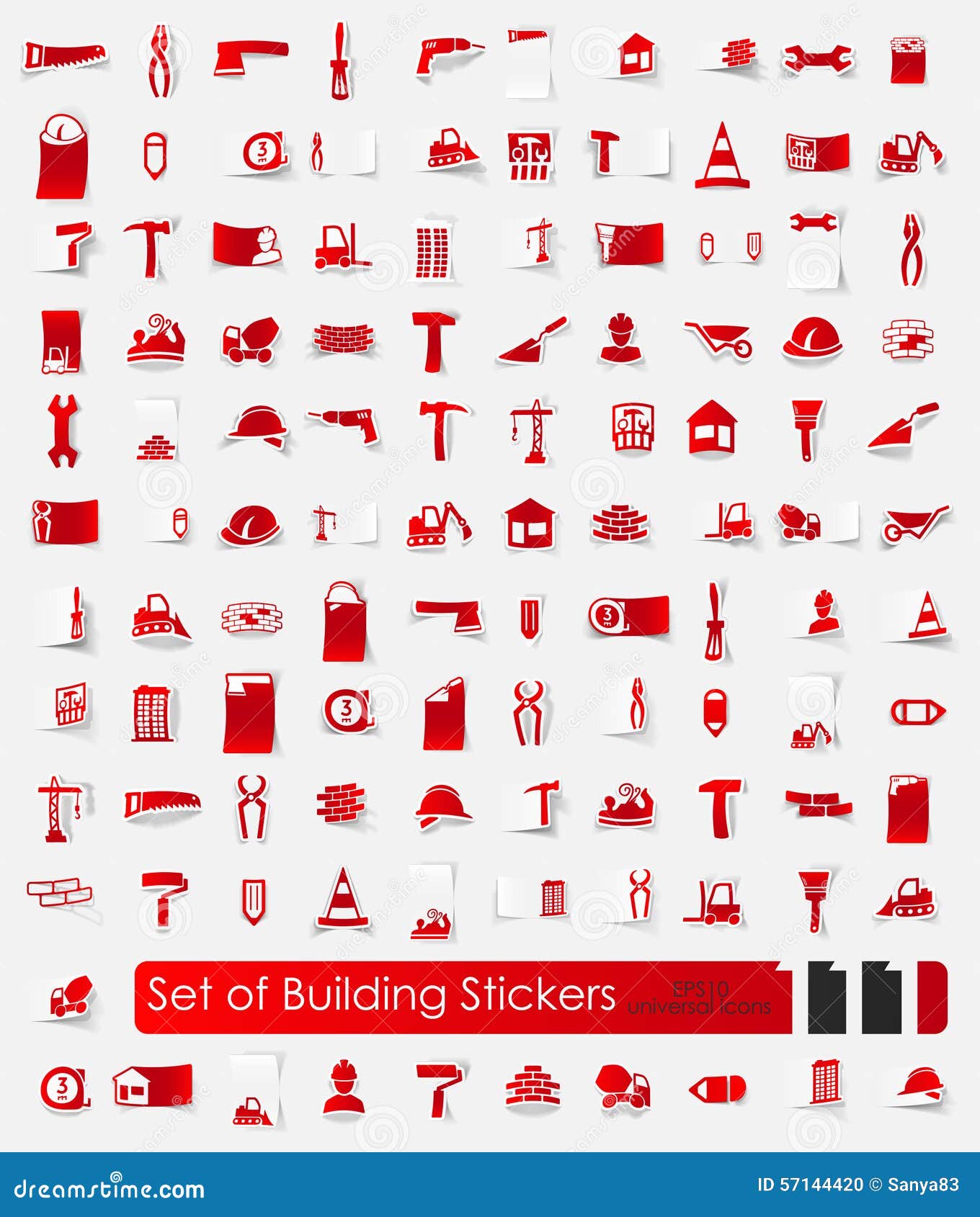 Set of building stickers stock vector. Illustration of profession ...