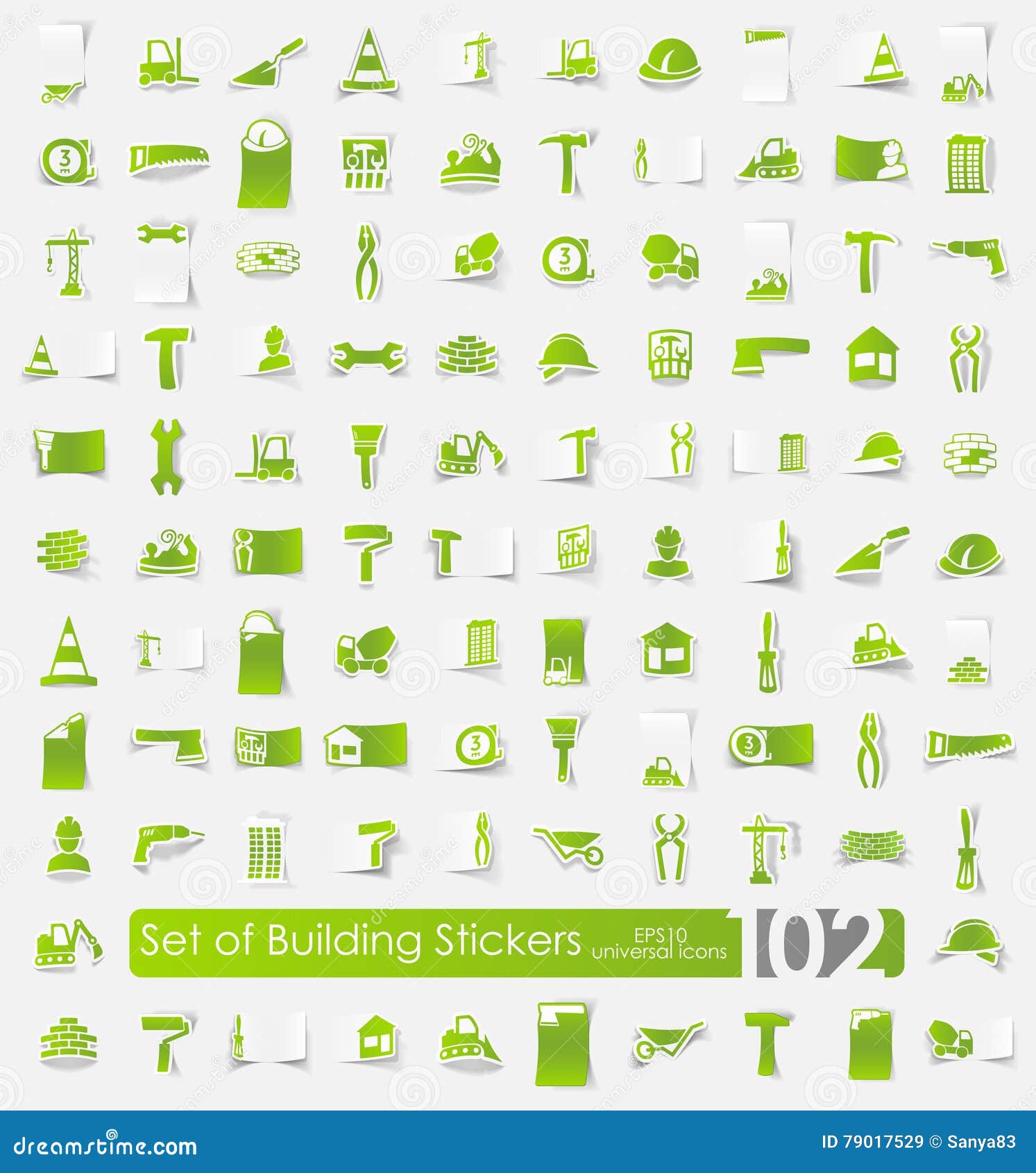 Set of building stickers stock vector. Illustration of estate - 79017529