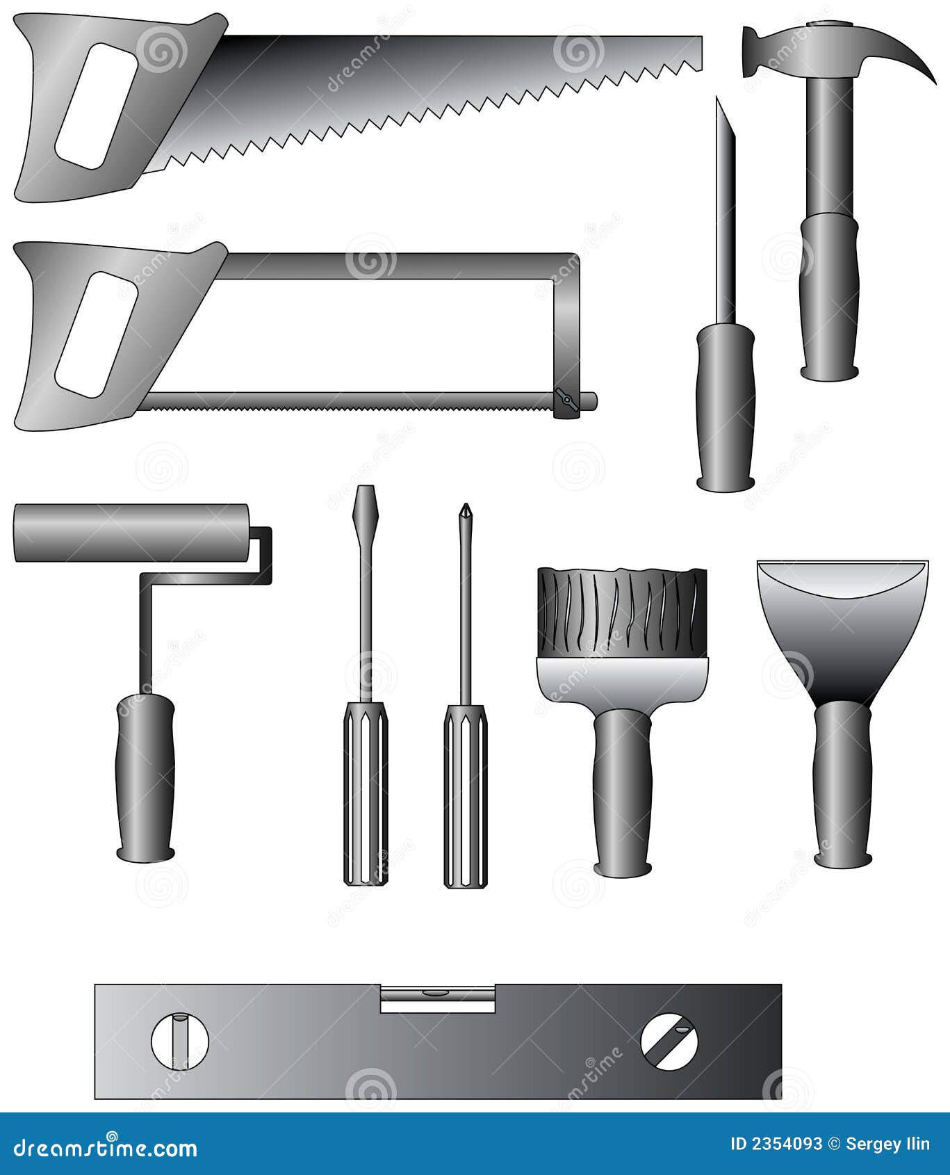 Set of building tools. stock vector. Illustration of curves - 2354093
