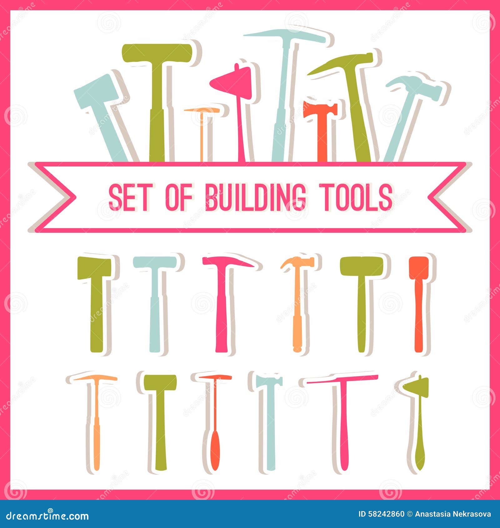 Set Of Building Tools. Buildings Tools Icons Set. Flat Design Symbols ...