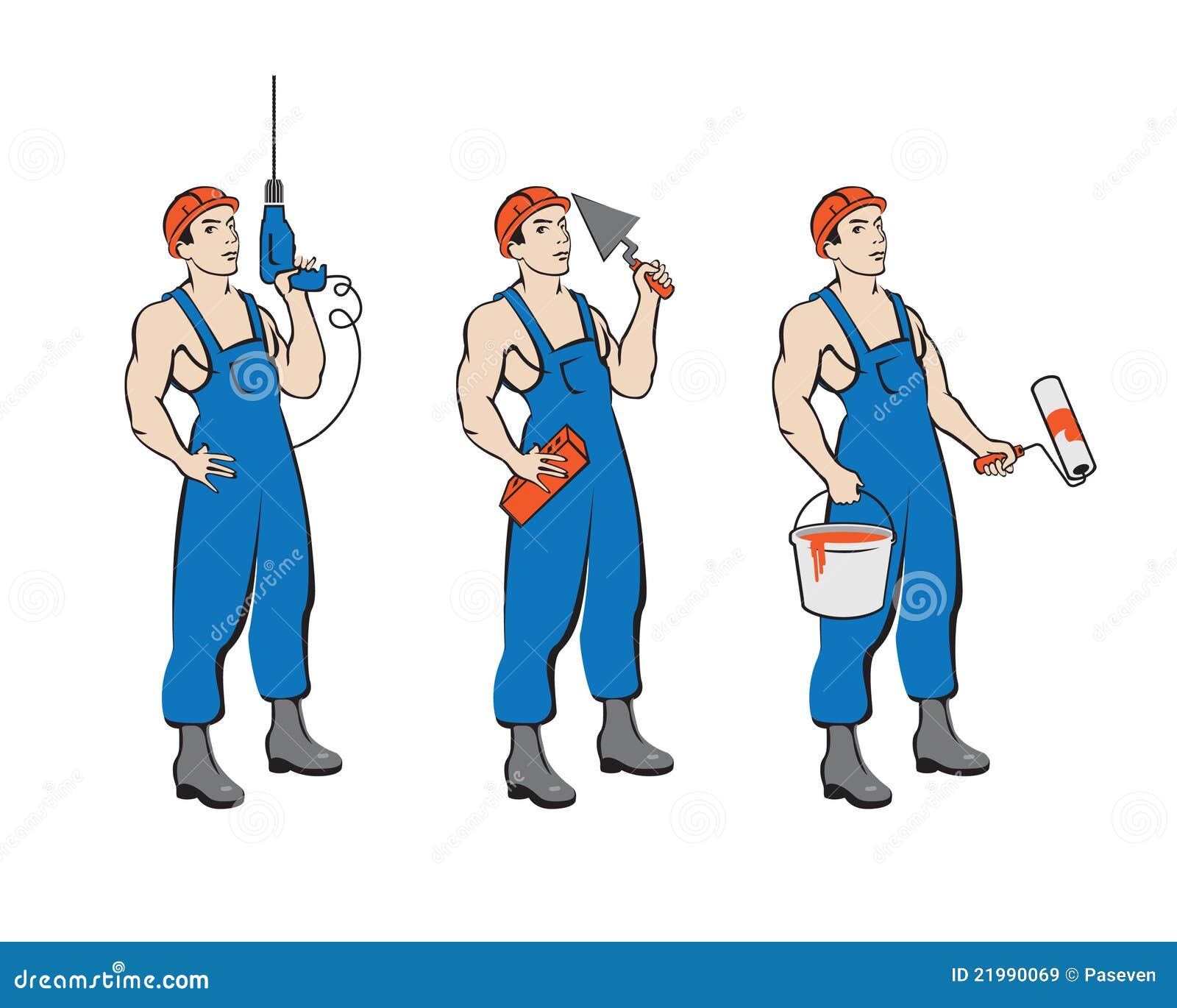 Set of building trades stock vector. Illustration of builders - 21990069