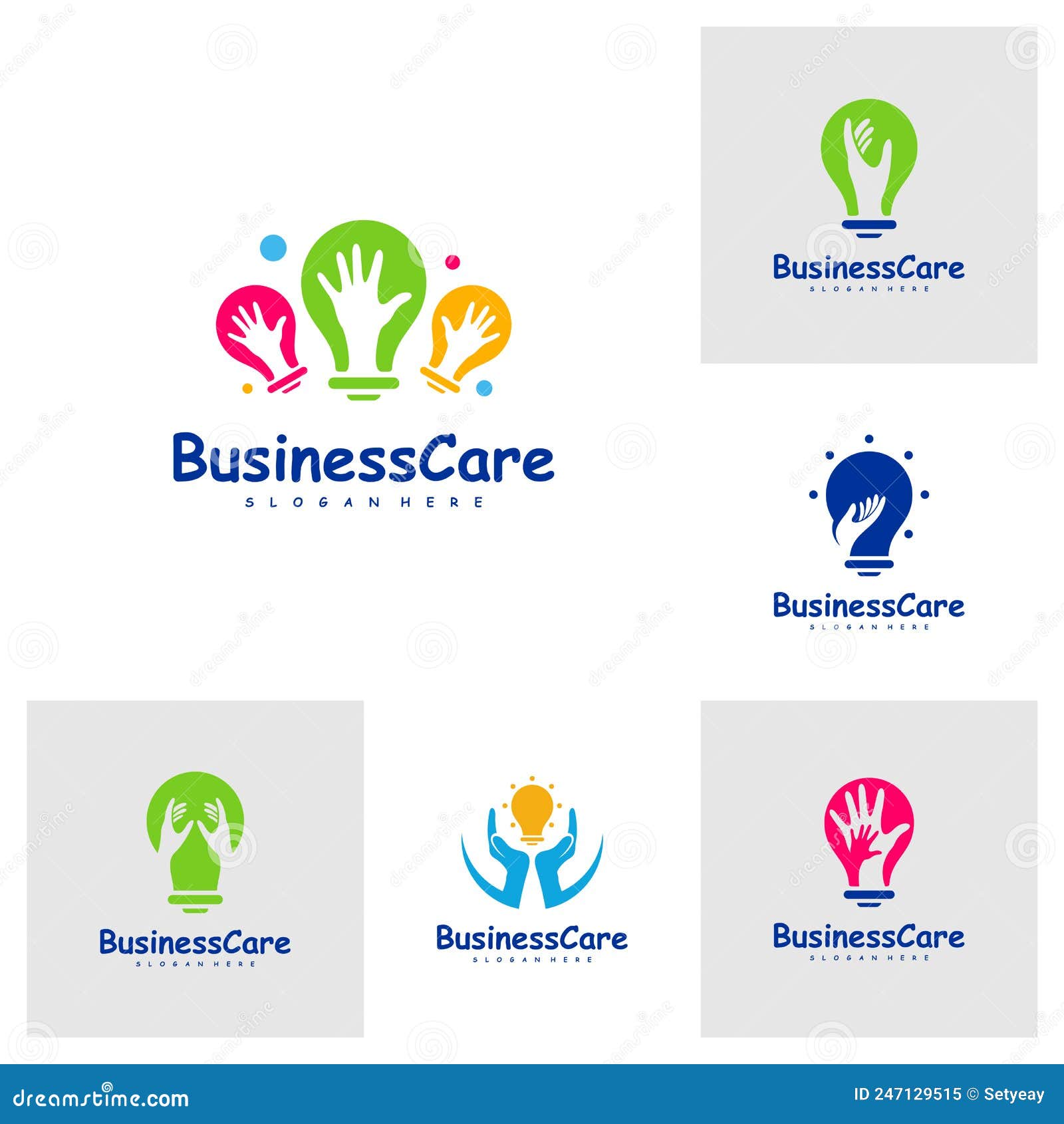 Set of Bulb Care Logo Design Vector. Icon Symbol Stock Illustration ...