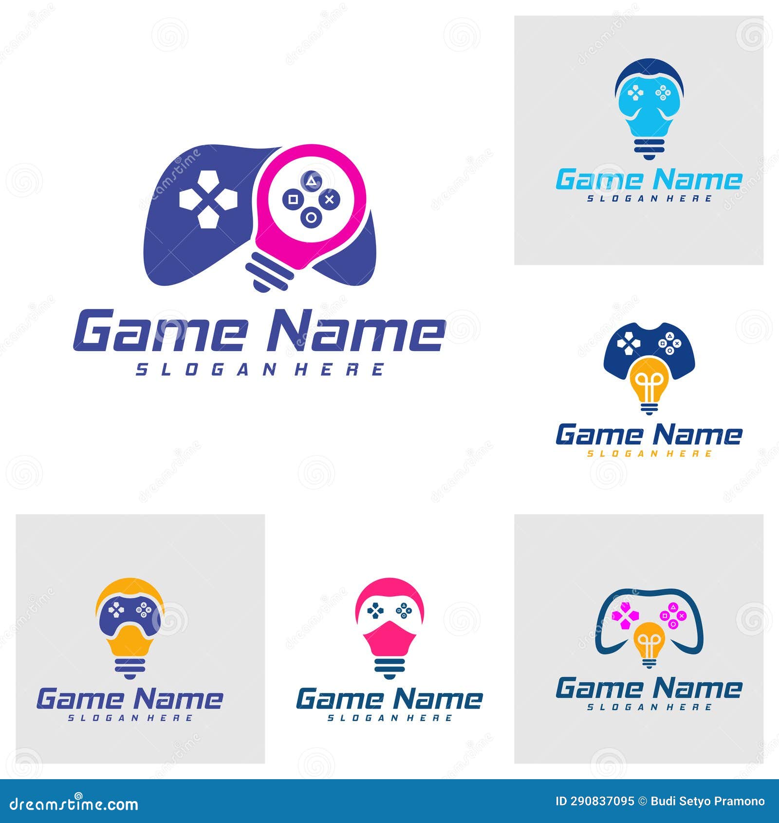 Set of Bulb Game Logo Template Vector. Joystick Design Icon. Stylized ...