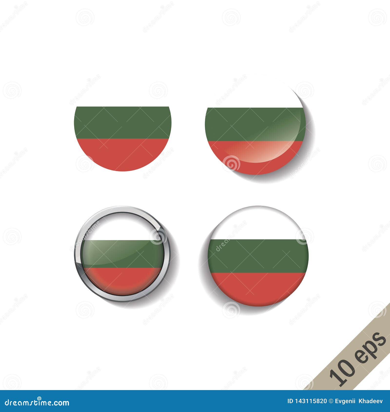 Set of BULGARIA Flags Round Badges Stock Illustration - Illustration of ...