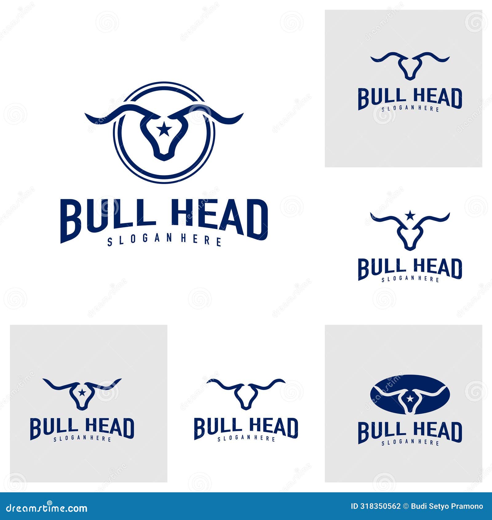 Set of Bull Head Logo Design Vector. Bull Illustration Logo Concept ...