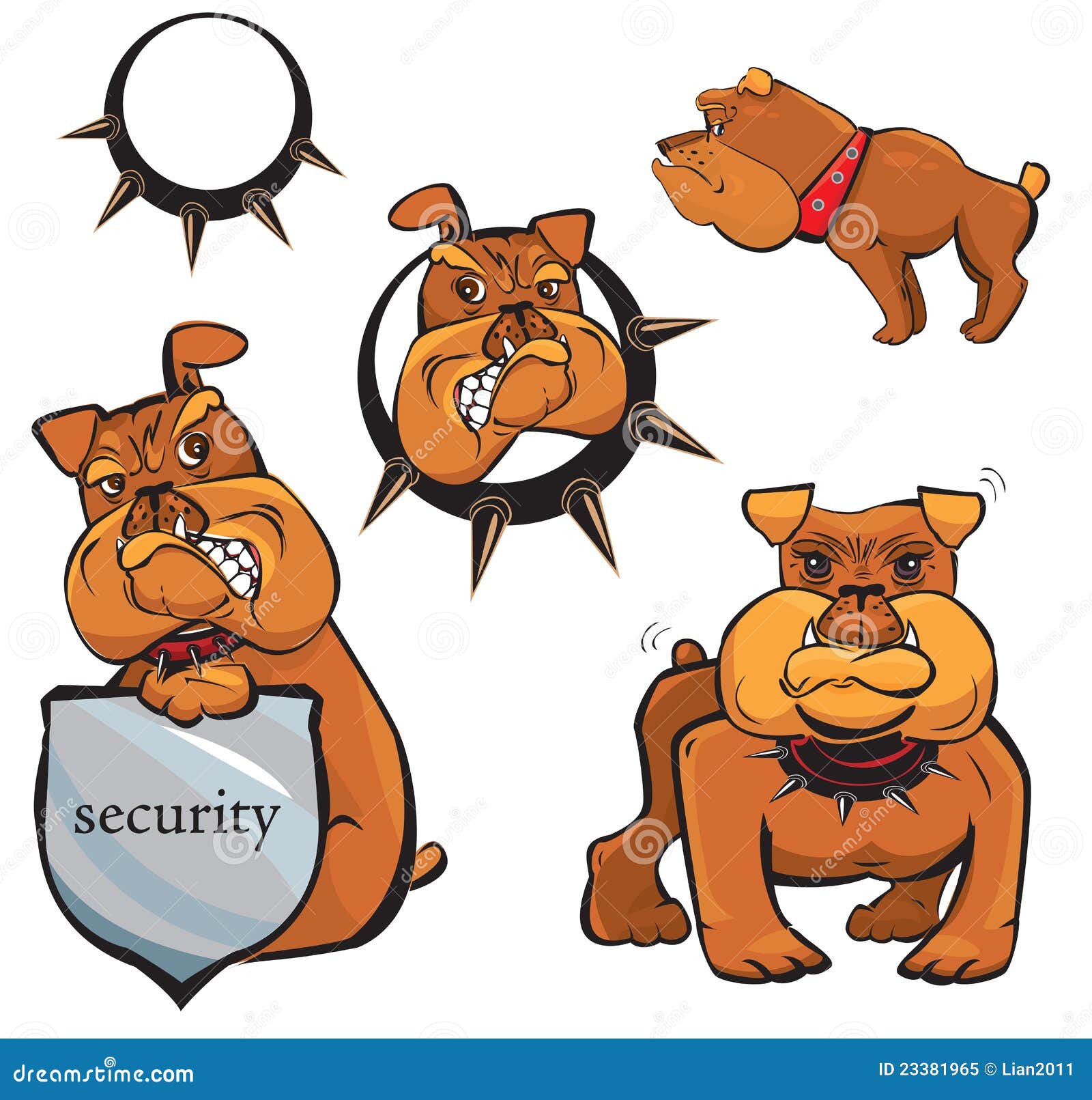 Set of Bulldog cartoons stock vector. Illustration of mammal - 23381965
